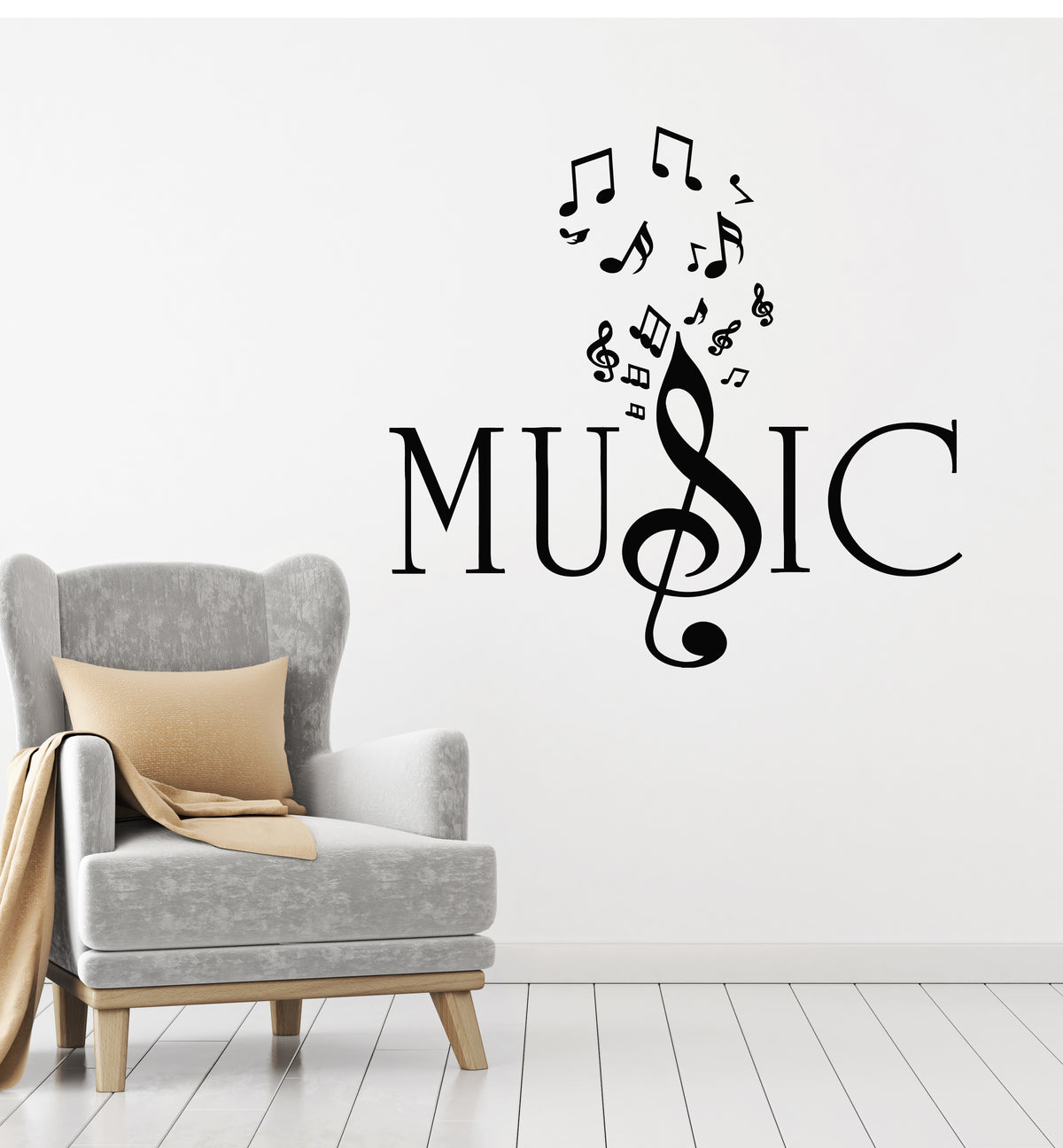 Vinyl Wall Decal Music Key Musical Notes Listening Melody Stickers Mur ...