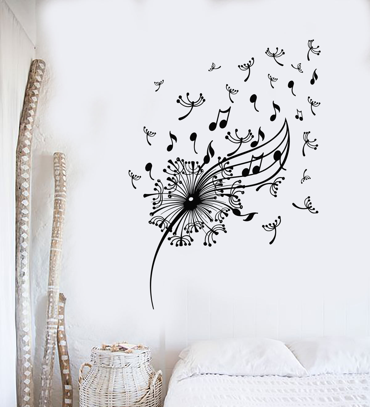 Vinyl Wall Decal Dandelions Musical Notes Lightness Decor Stickers Mur ...