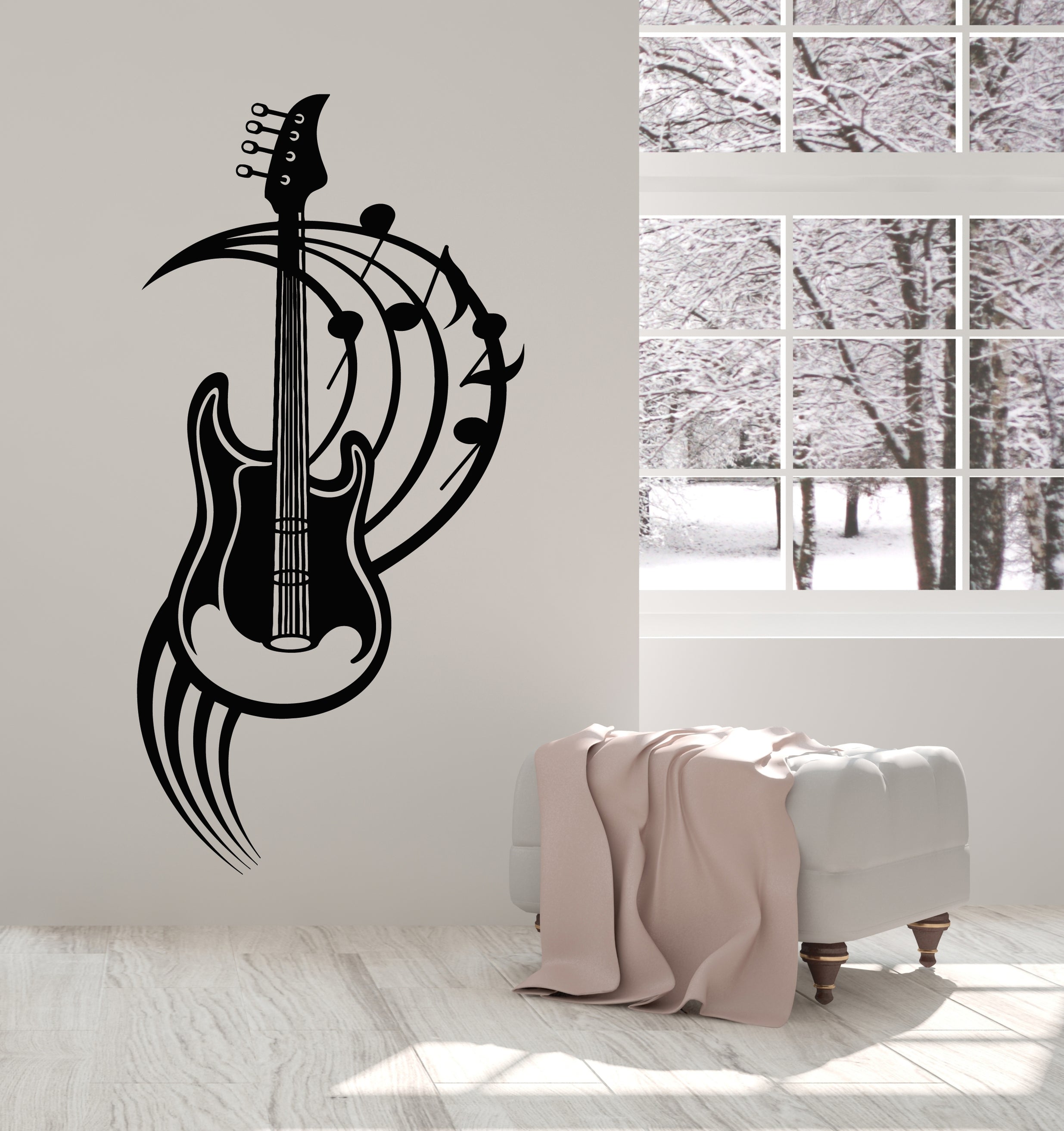 Vinyl Wall Decal Music Notes Rock Pop Musical Instrument Guitar Sticke ...