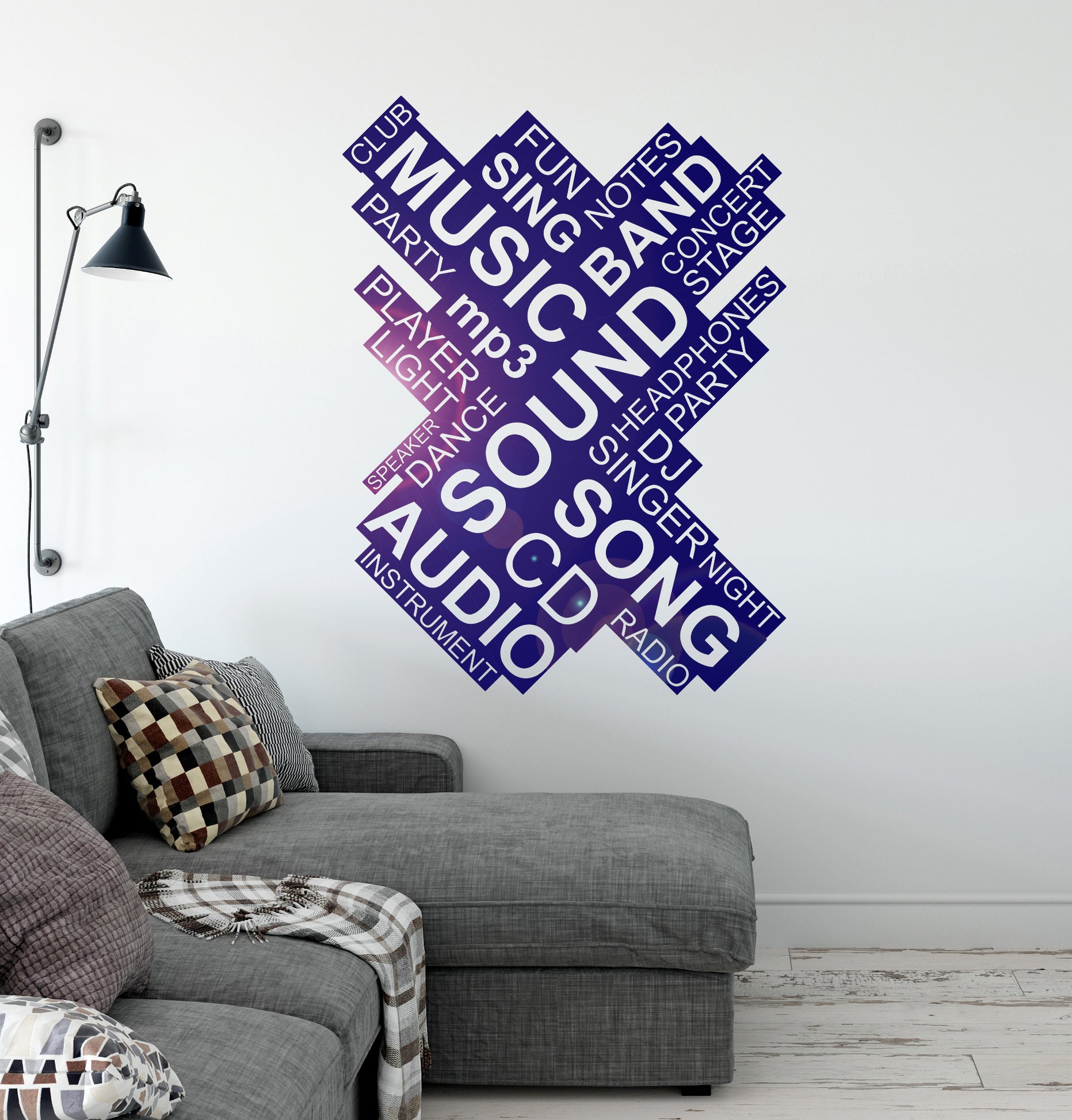 Vinyl Wall Decal Music Musical Words Cloud Singer Teen Room Decor Stic ...