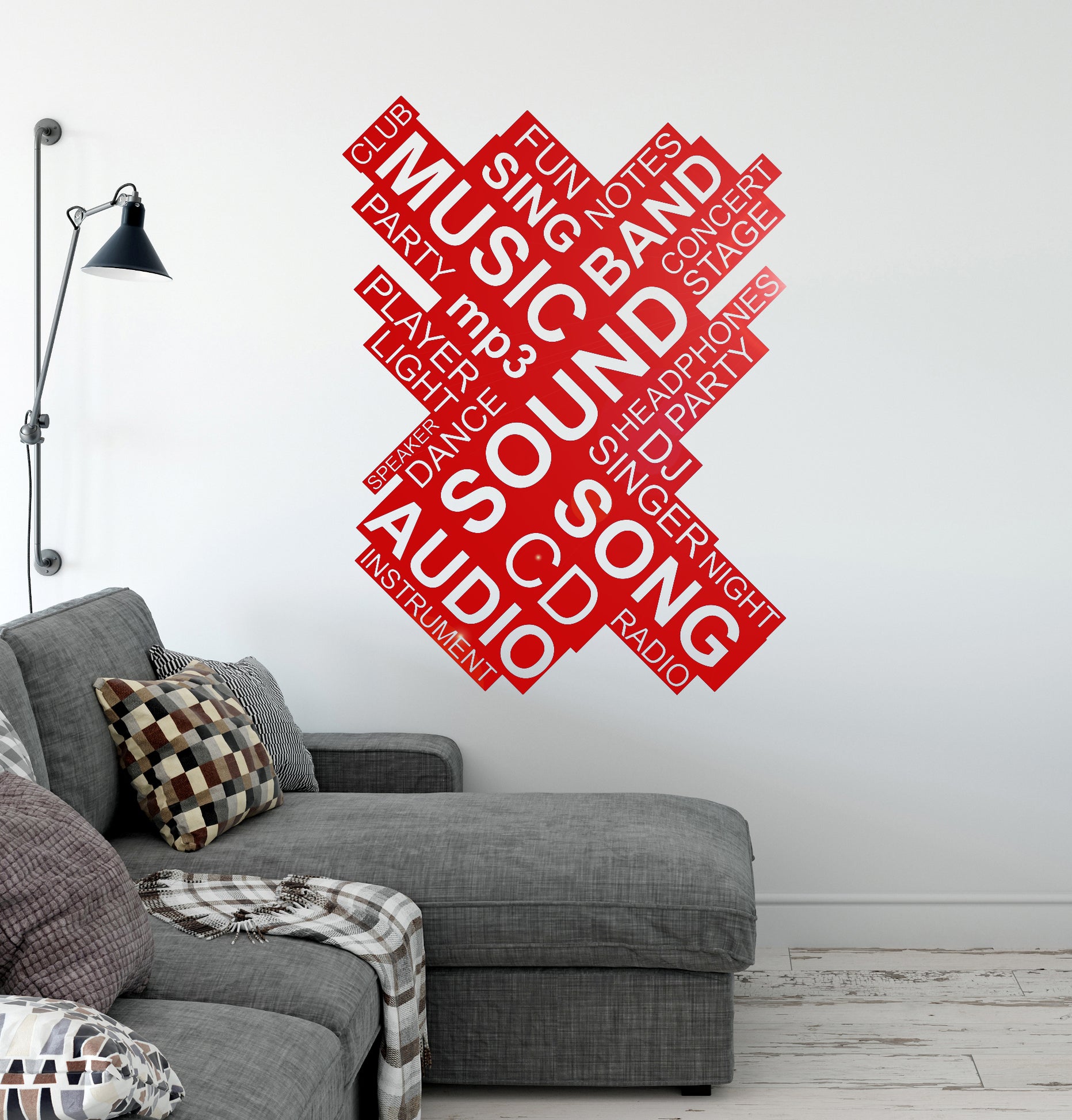 Vinyl Wall Decal Music Musical Words Cloud Singer Teen Room Decor Stic ...