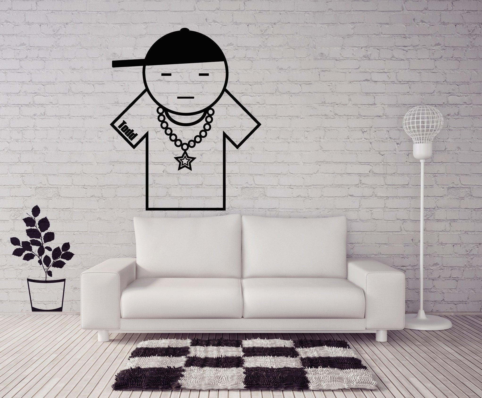 Vinyl Decal Musical Image Wall Stickers Cool Rapper Star Todd Cap and ...