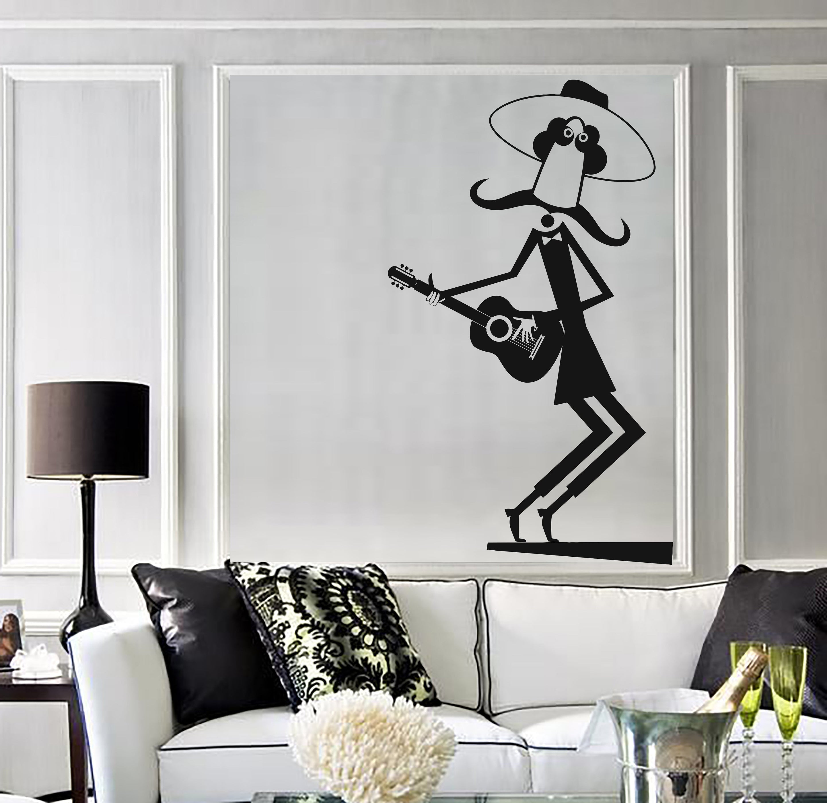 Large Vinyl Decal Wall Sticker Spanish Guitarist Cartoon Musicians in ...