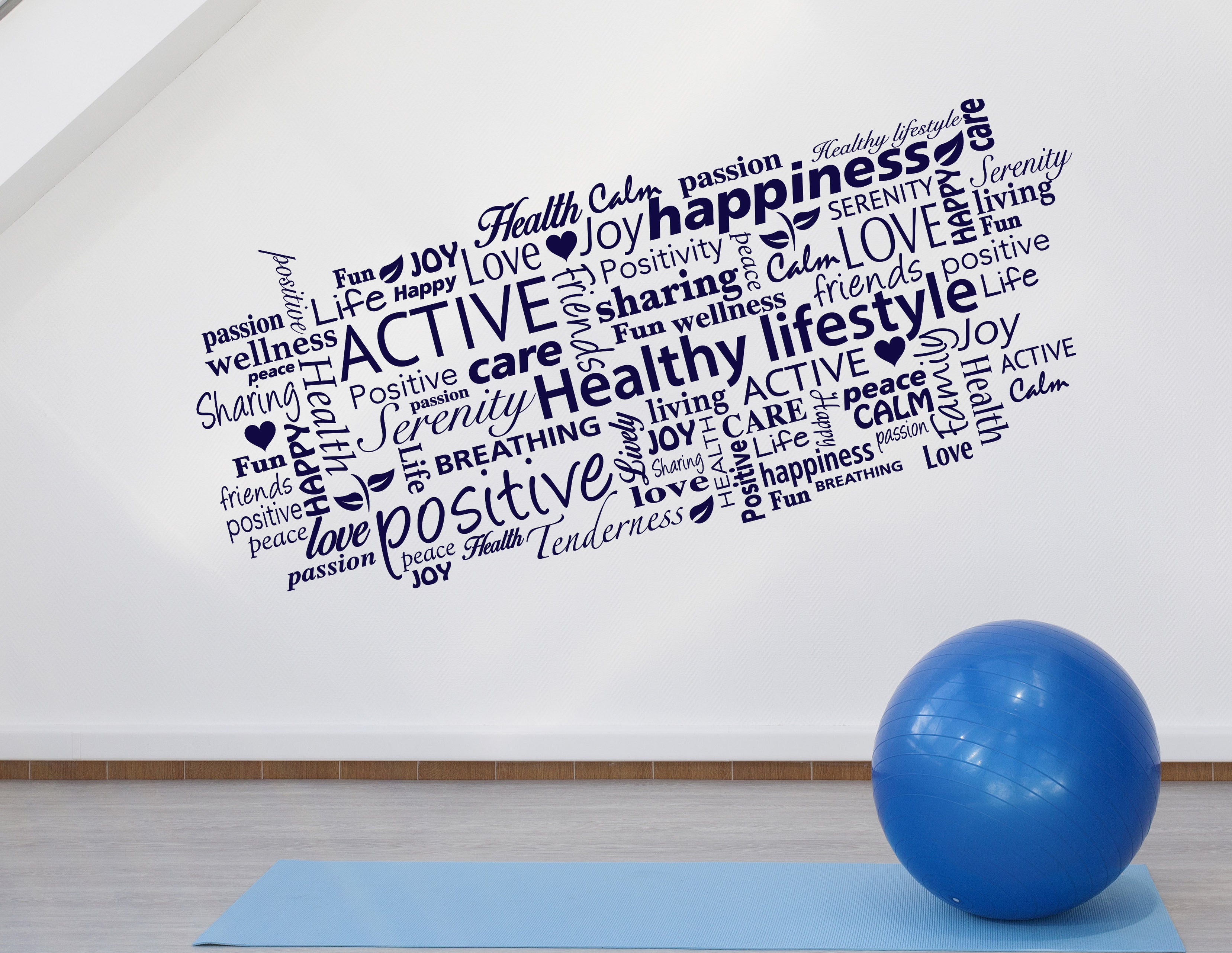 Vinyl Decal Healthy Lifestyle Word Cloud Collage Unique Gift Wall Stic ...