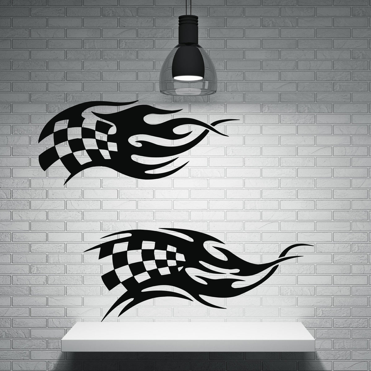 Vinyl Decal Racing Car Wall Stickers Speed Machine Power Flag Grandsta ...