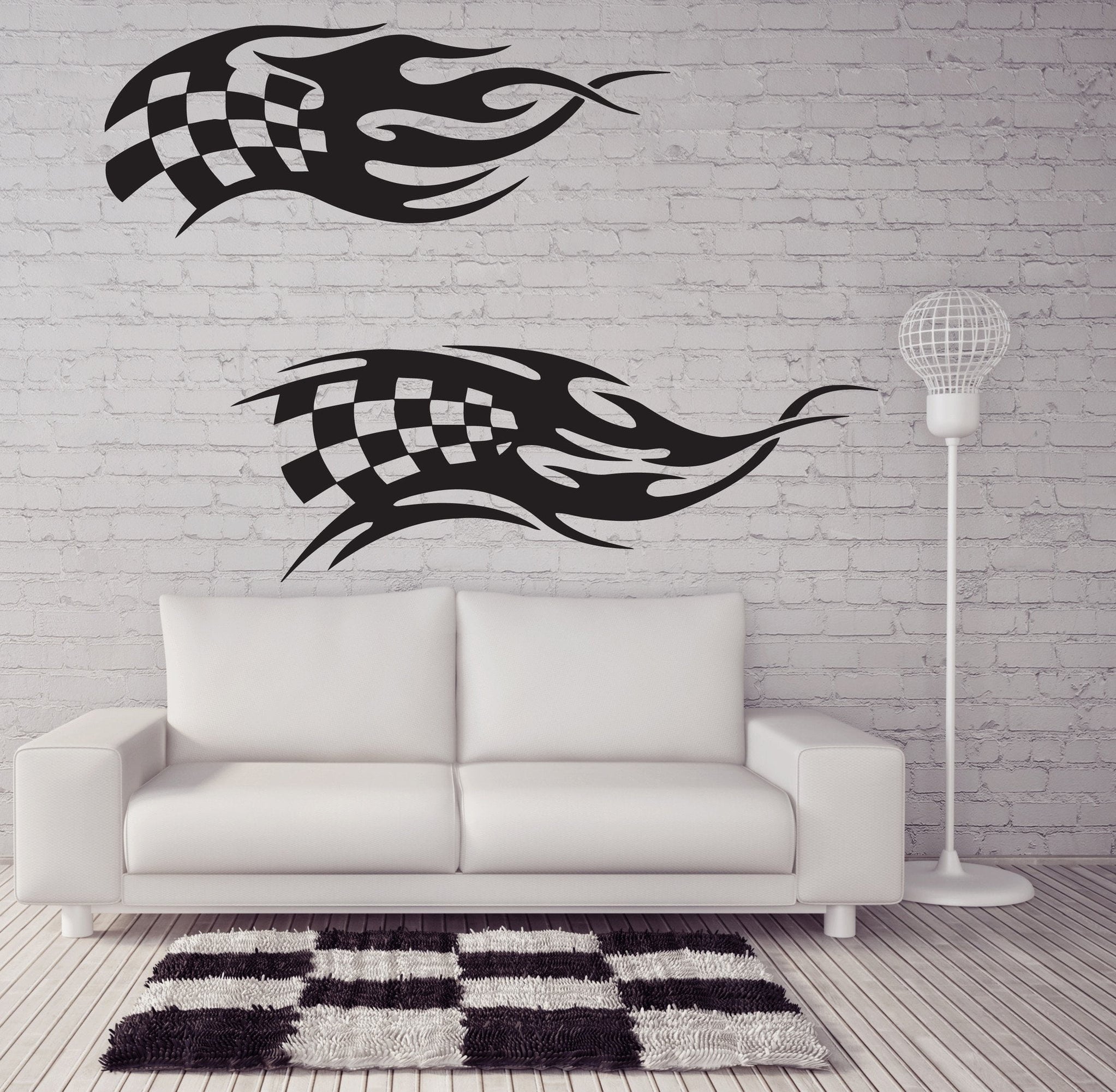 Vinyl Decal Racing Car Wall Stickers Speed Machine Power Flag Grandsta ...