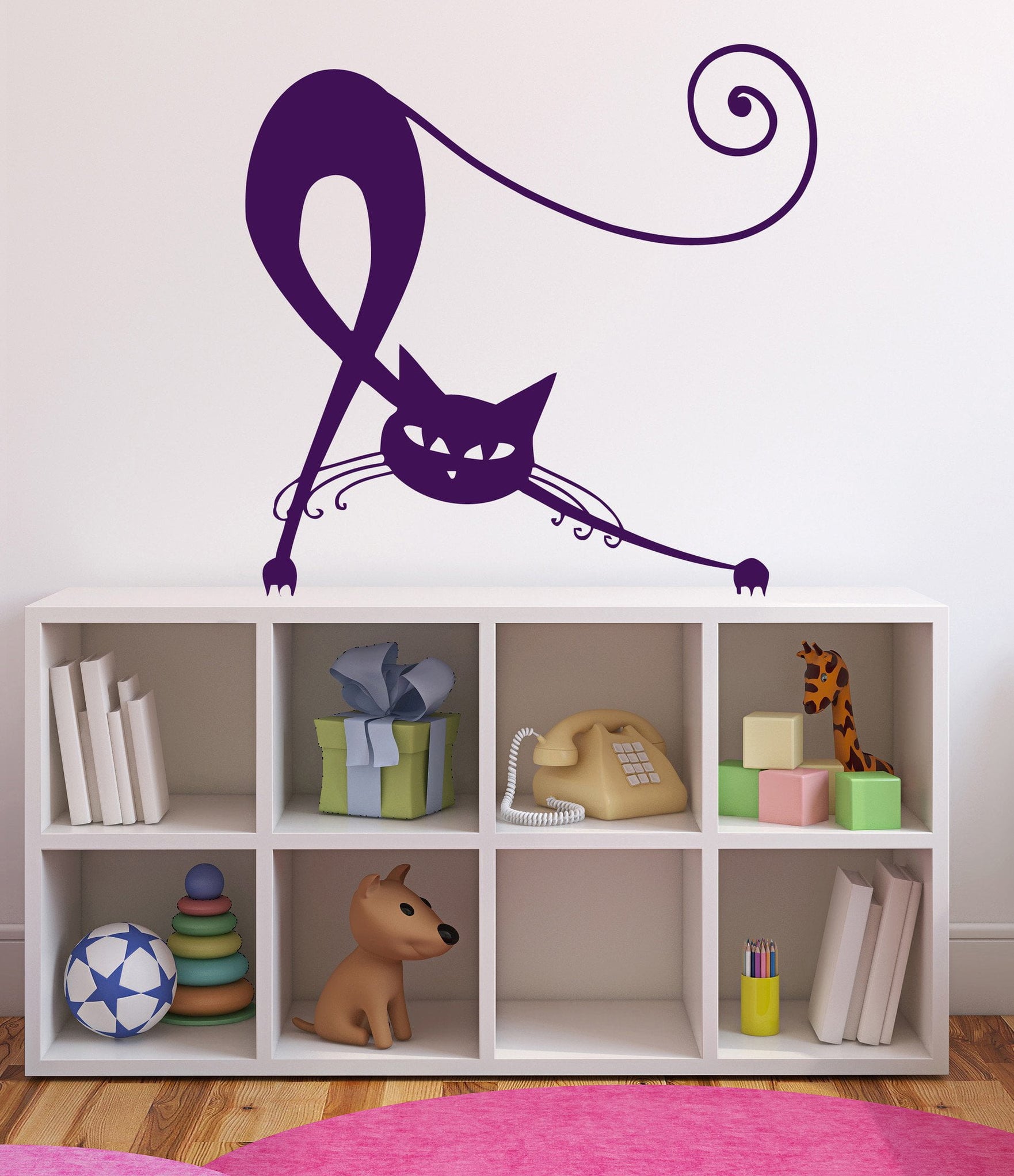 Vinyl Decal Animals Wall Stickers Elegant Beautiful Black Cat Tail Cla ...