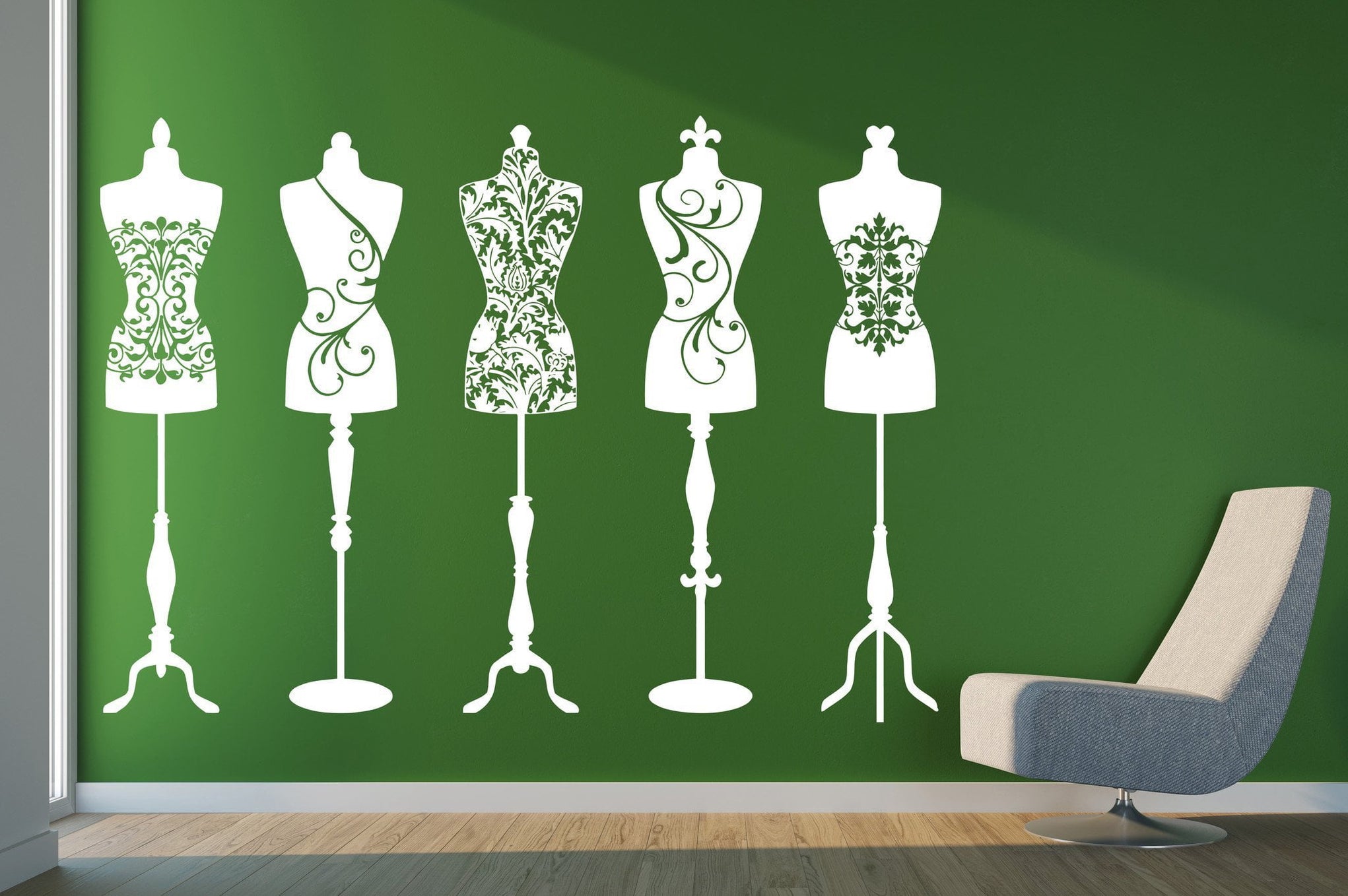 Vinyl Decal Couture Wall Sticker Beauty Fashion Studio Dress Mannequin ...