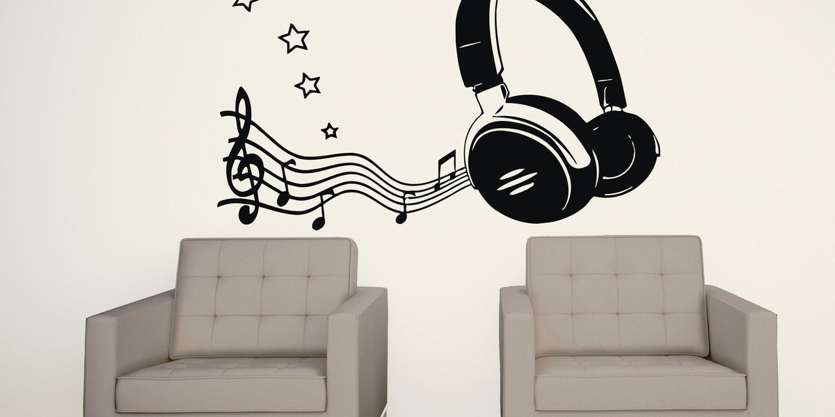 Vinyl Decal Music and Games Decor Wall Stickers Headphones Music Llist ...