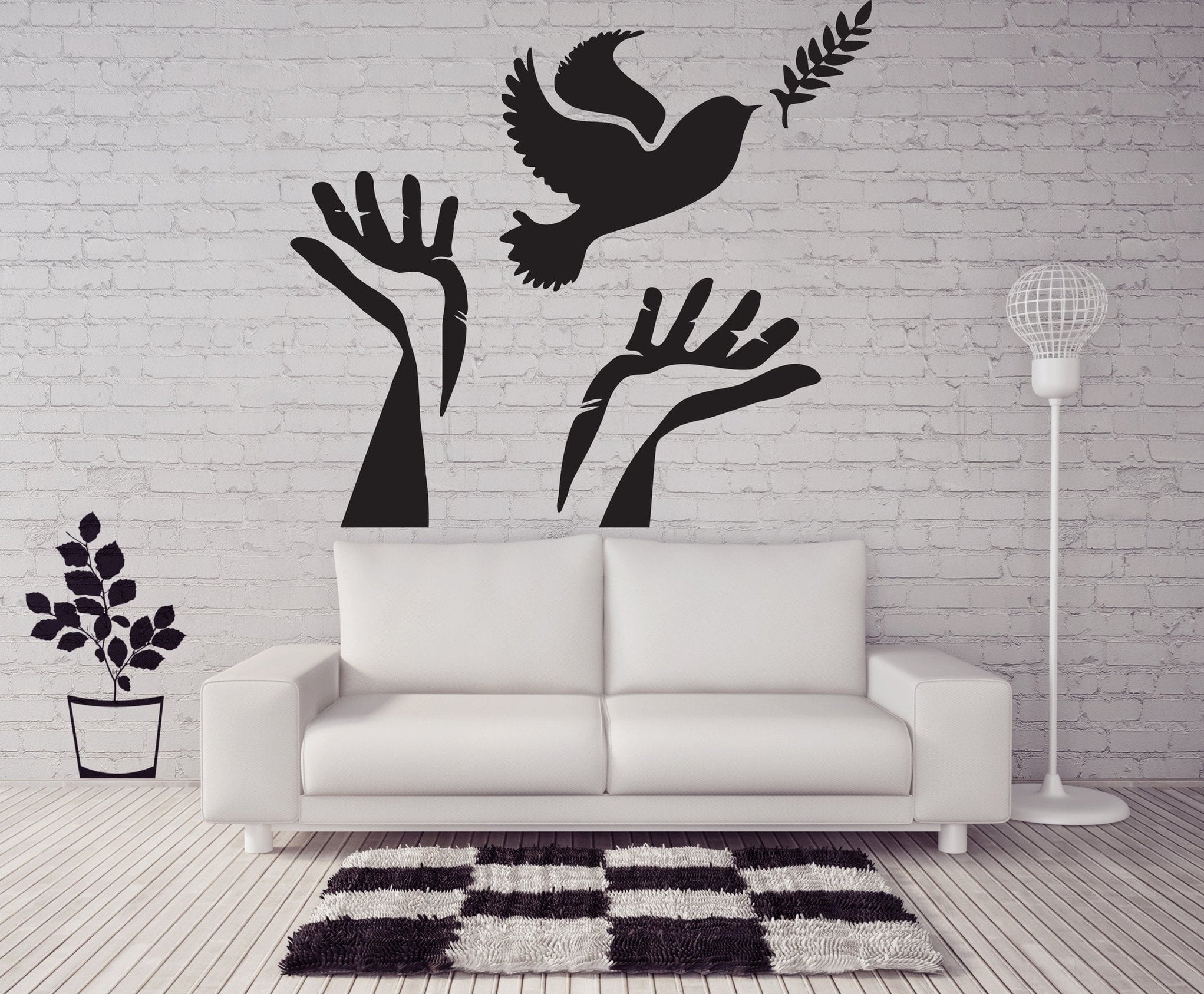 Vinyl Decal Symbol of Peace Wall Stickers Dove Olive Branch Hands Uniq ...