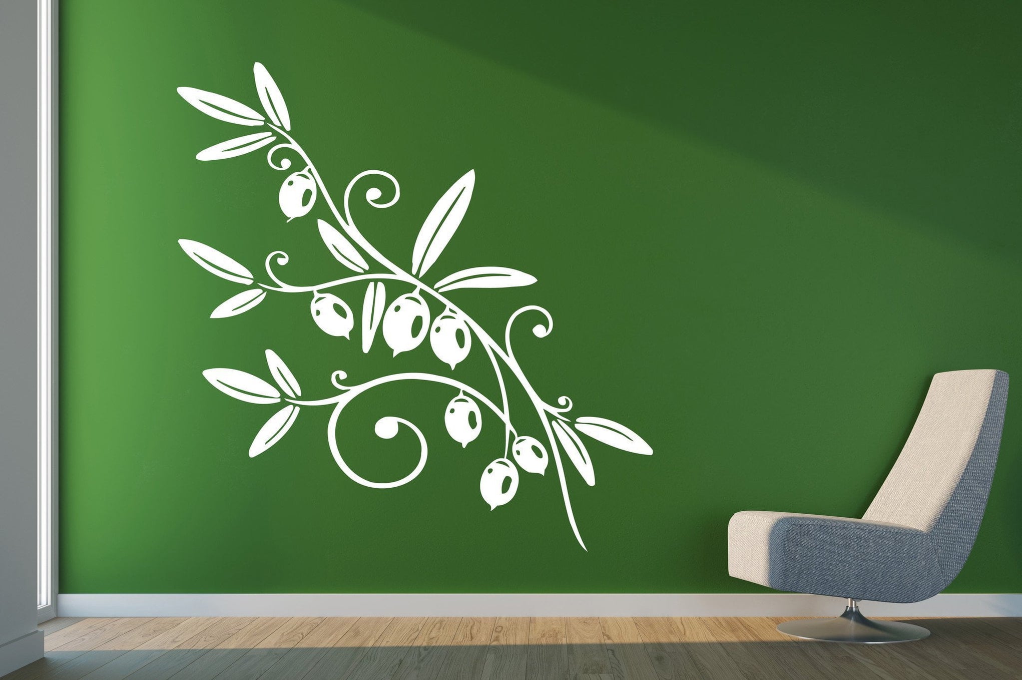 Vinyl Decal Olive Branch Mature Fruit Foliage Wall Sticker Unique Gift ...