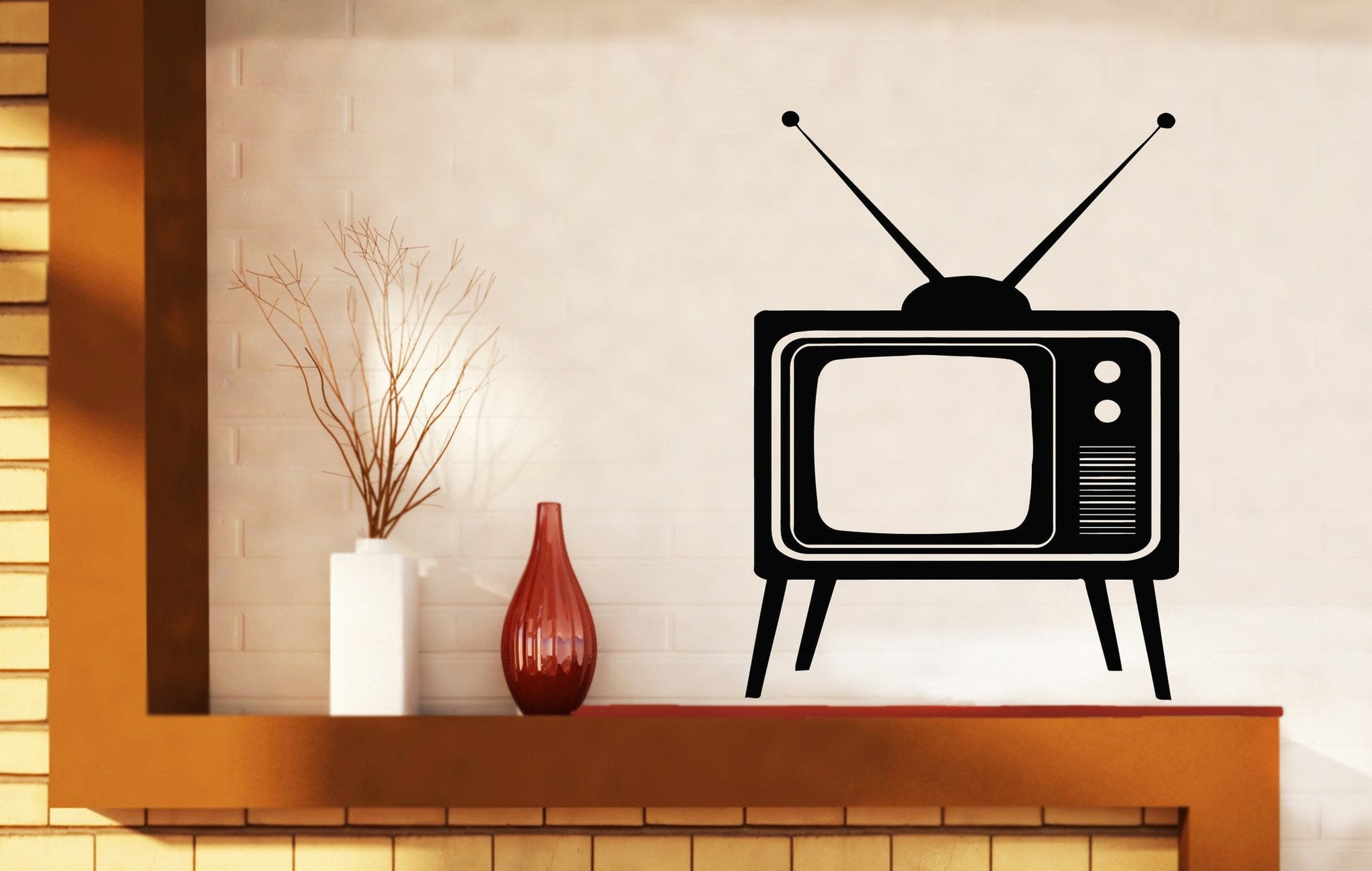 Wall Sticker Vinyl Decal big old TV device with antennas Unique Gift ...