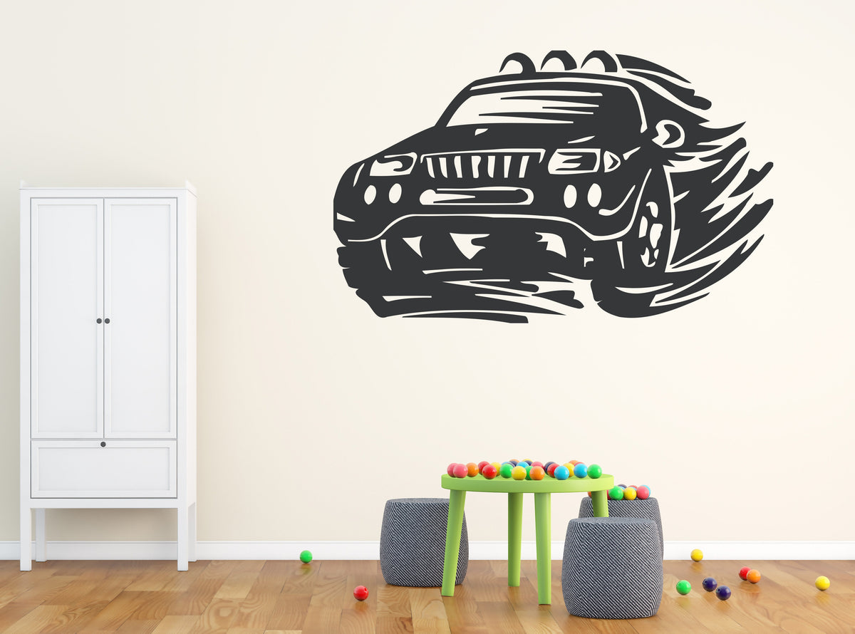 Large Vinyl Decal Wall Sticker Supercar Off-Road Car Wheel Headlights ...