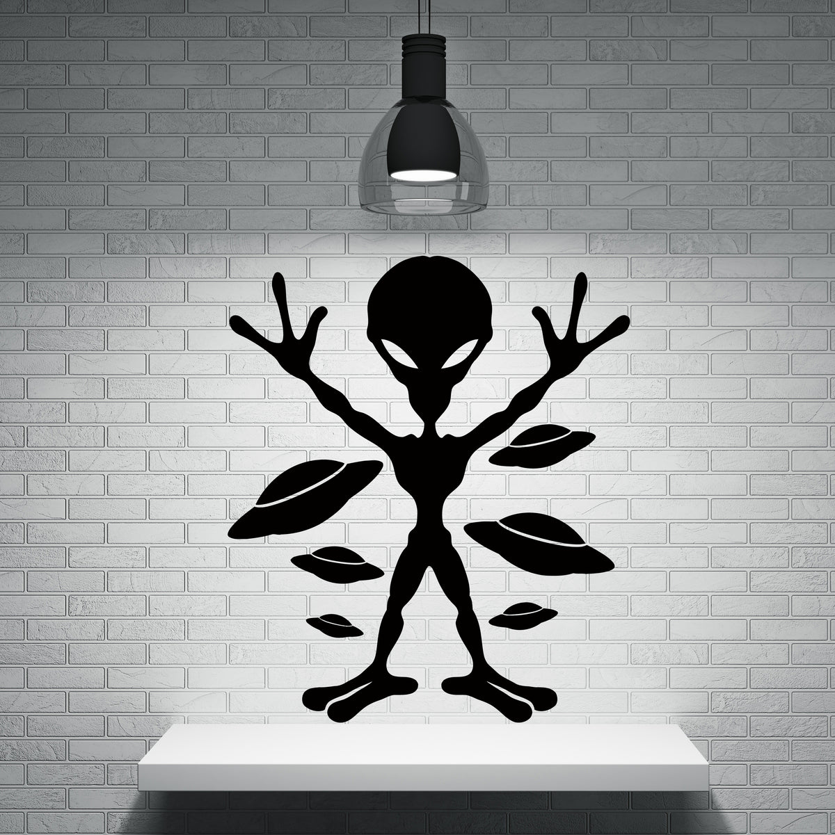 Large Vinyl Decal Resident Alien UFO Flying Saucers Visitors Wall Stic ...
