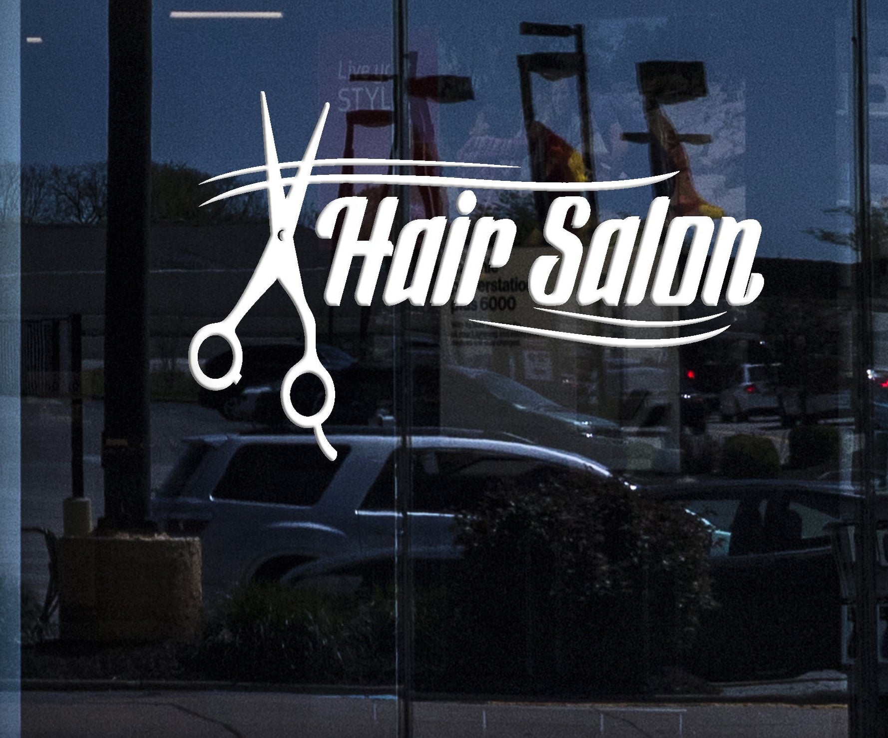 Window Vinyl Decal Wall Stickers Words Lettering Hair Salon Tools Scis ...