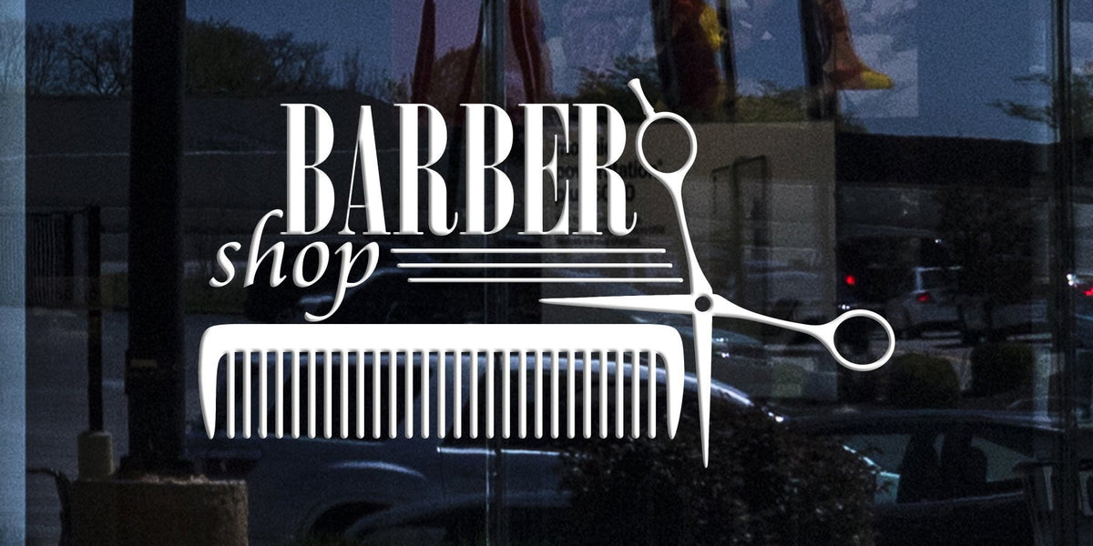 Window Sign for Business Vinyl Decal Wall Sticker Barber Shop Badges T ...