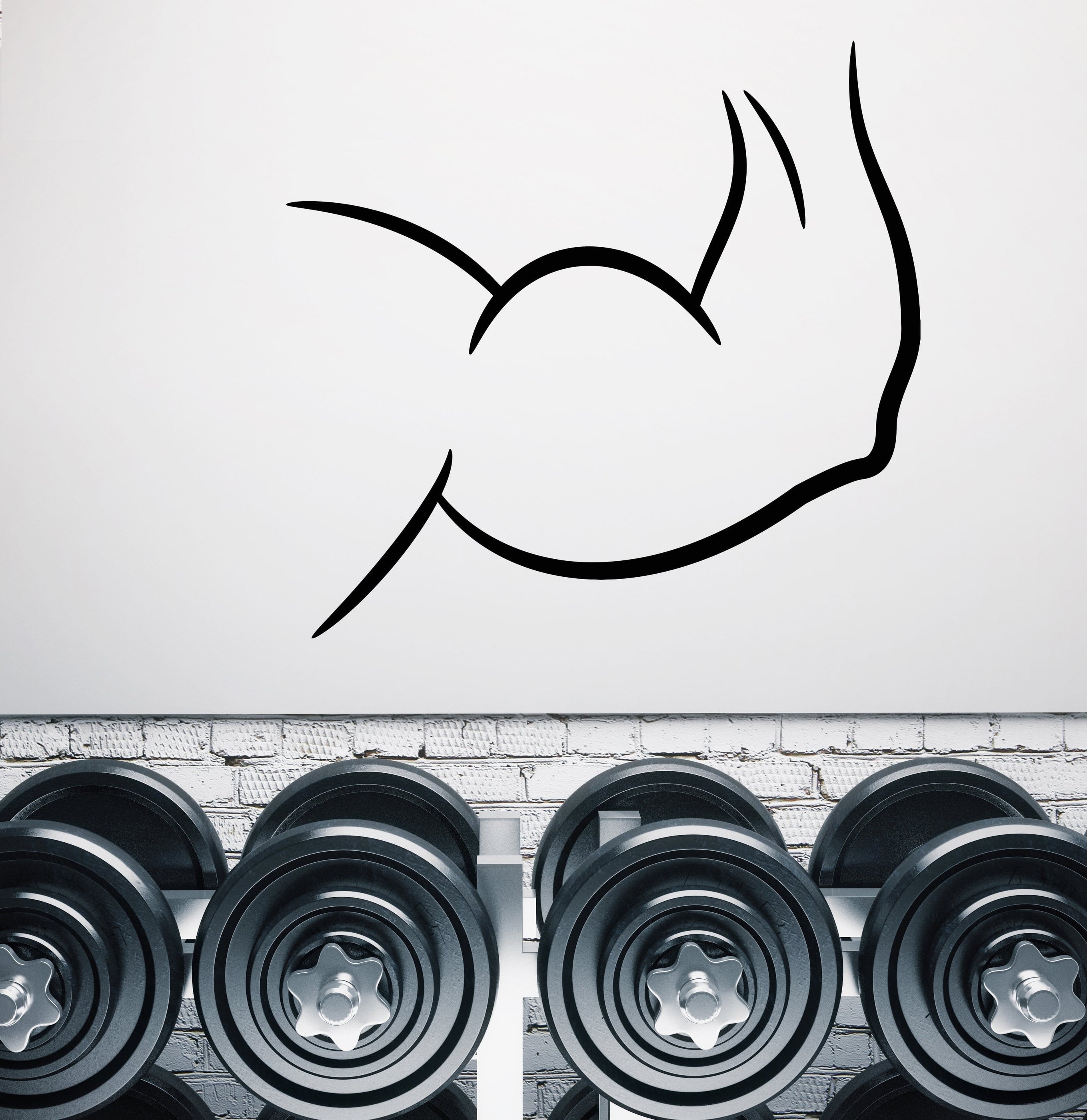 Large Vinyl Wall Decal Fitness Gym Decor Man's Hand Relief Muscle Bice ...
