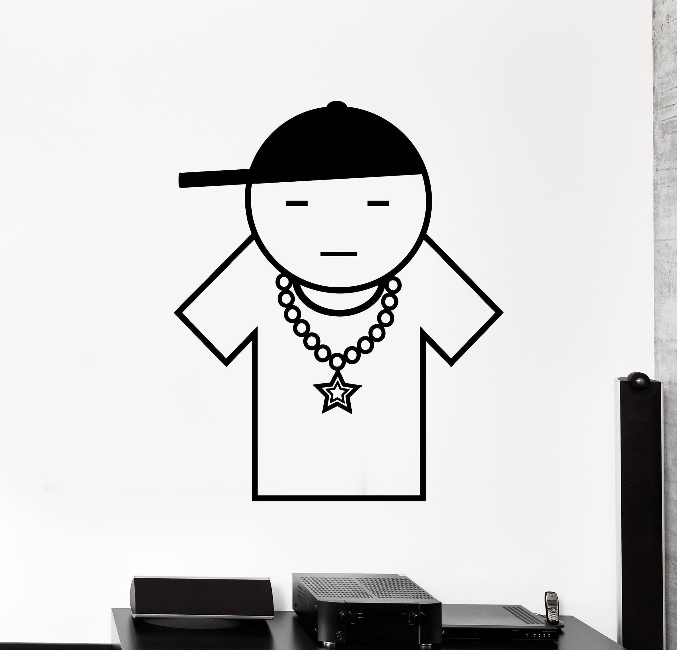 Large Vinyl Wall Decal Cool Rapper Star Chain Rap Music Sticker Decor ...