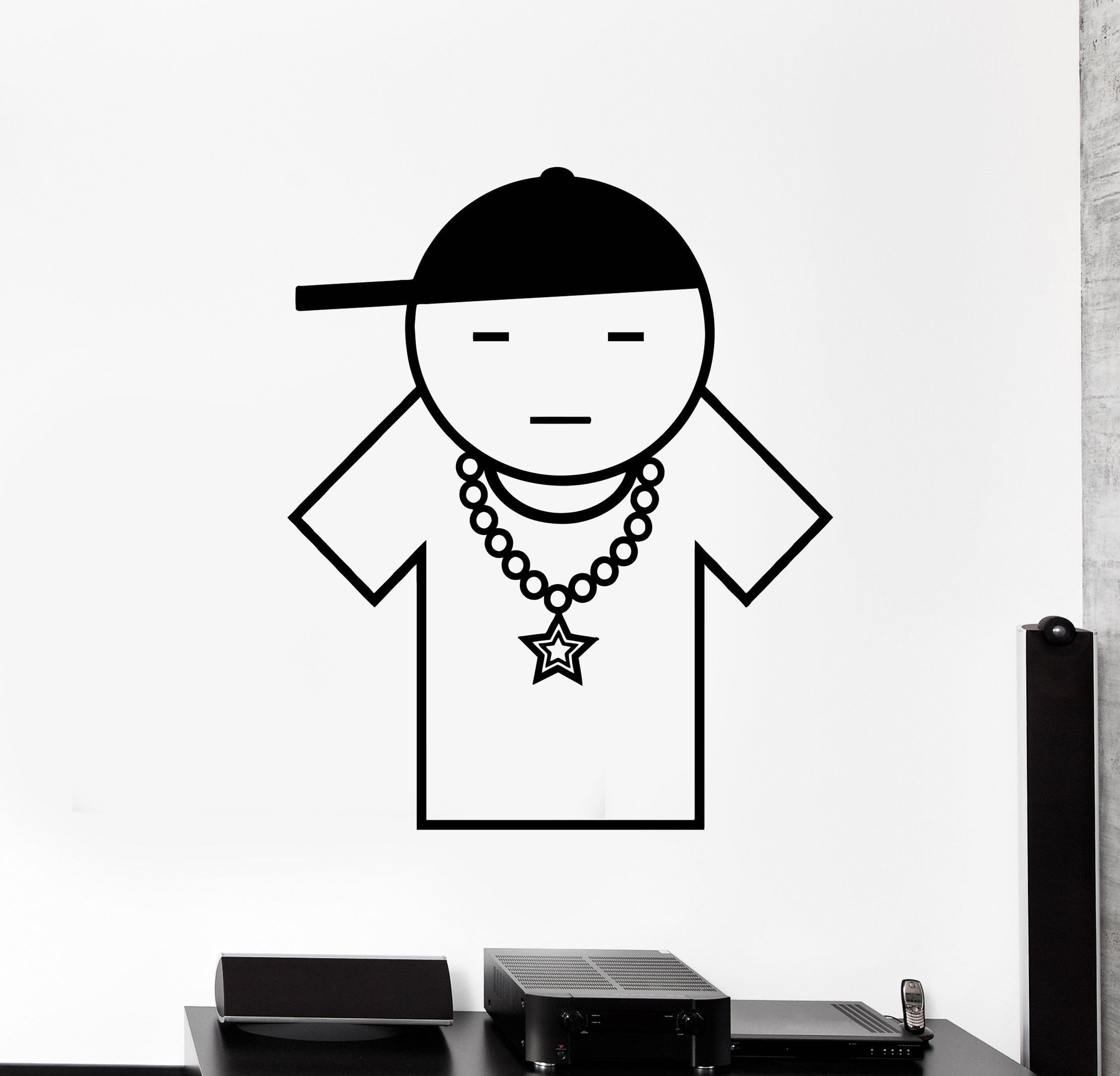 Large Vinyl Wall Decal Cool Rapper Star Chain Rap Music Sticker Decor ...