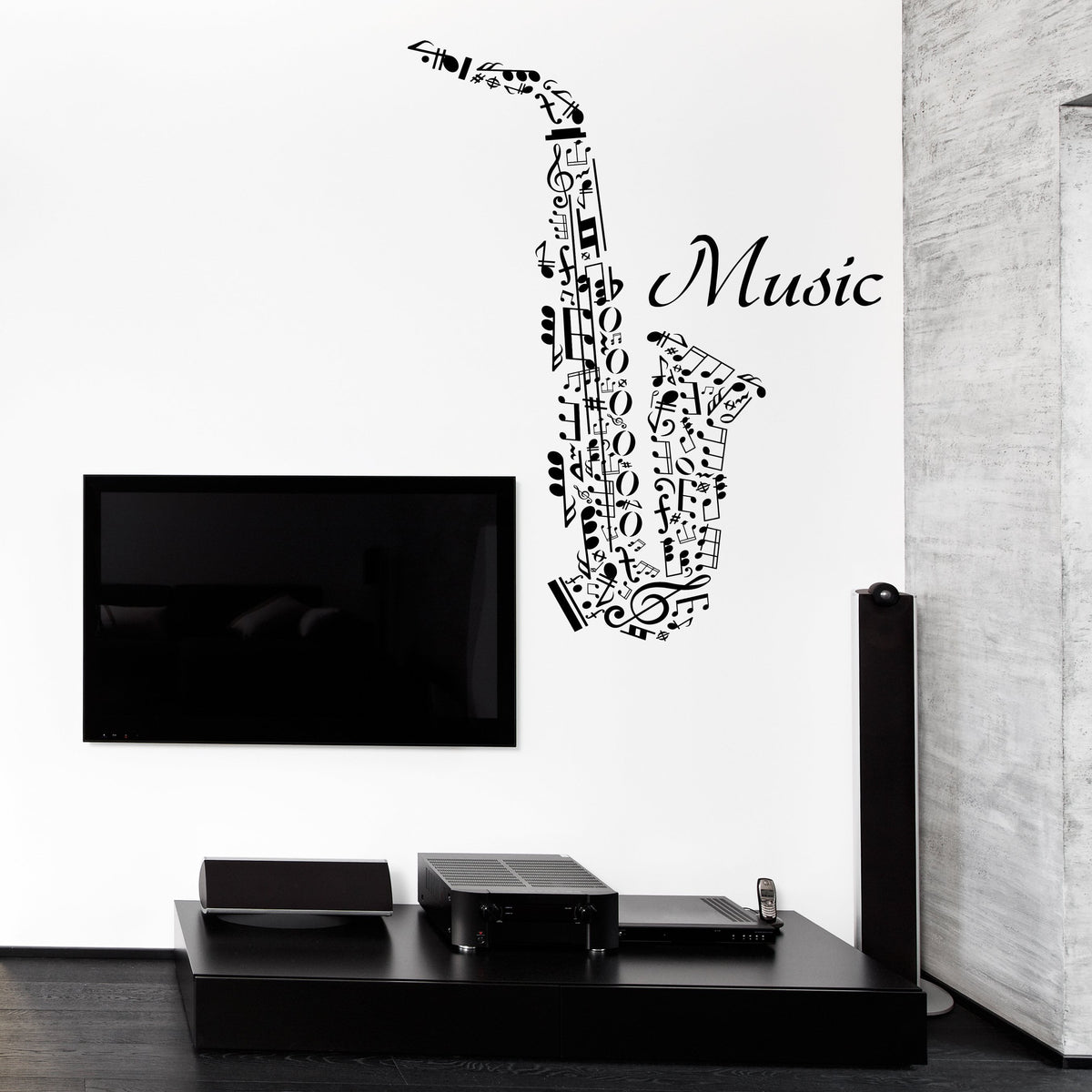 Vinyl Decal Wall Sticker Word Clouds Music Notes Shape Saxophone (n966 ...
