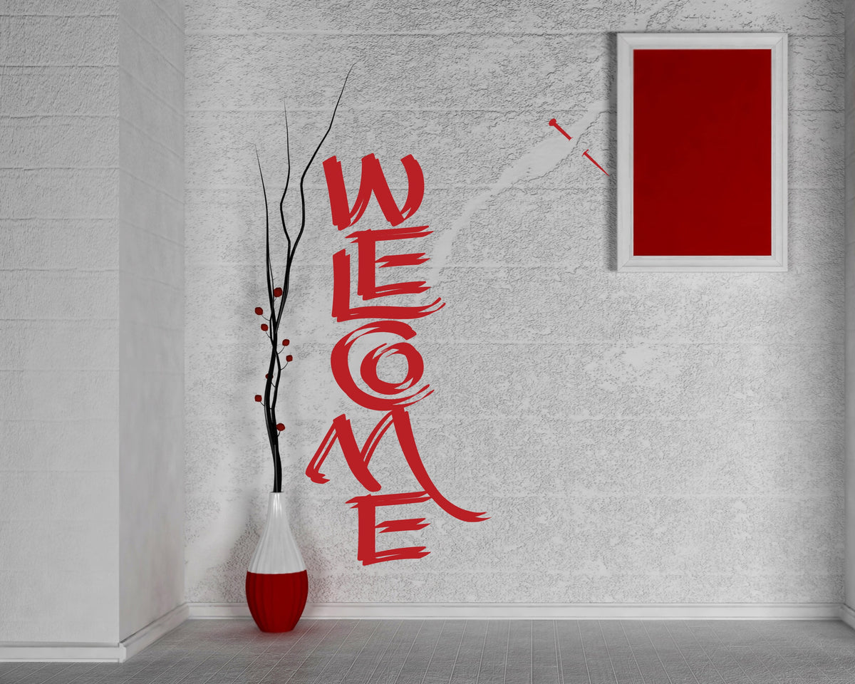 Large Wall Vinyl Decal Decorative Welcome Hand Lettering Home Interior ...
