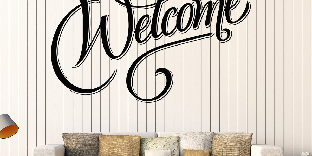 Large Vinyl Decal Wall Sticker Painted Inscription Welcome Lettering H ...