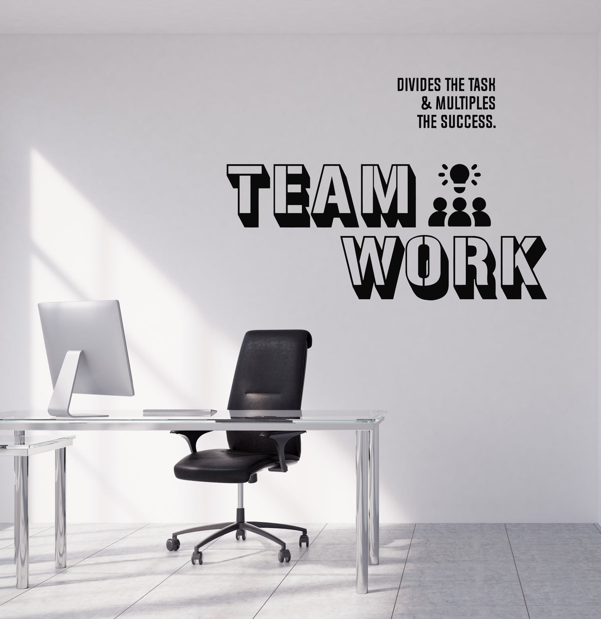 Vinyl Wall Decal Lettering Team Work Divides Success Office Space Deco ...