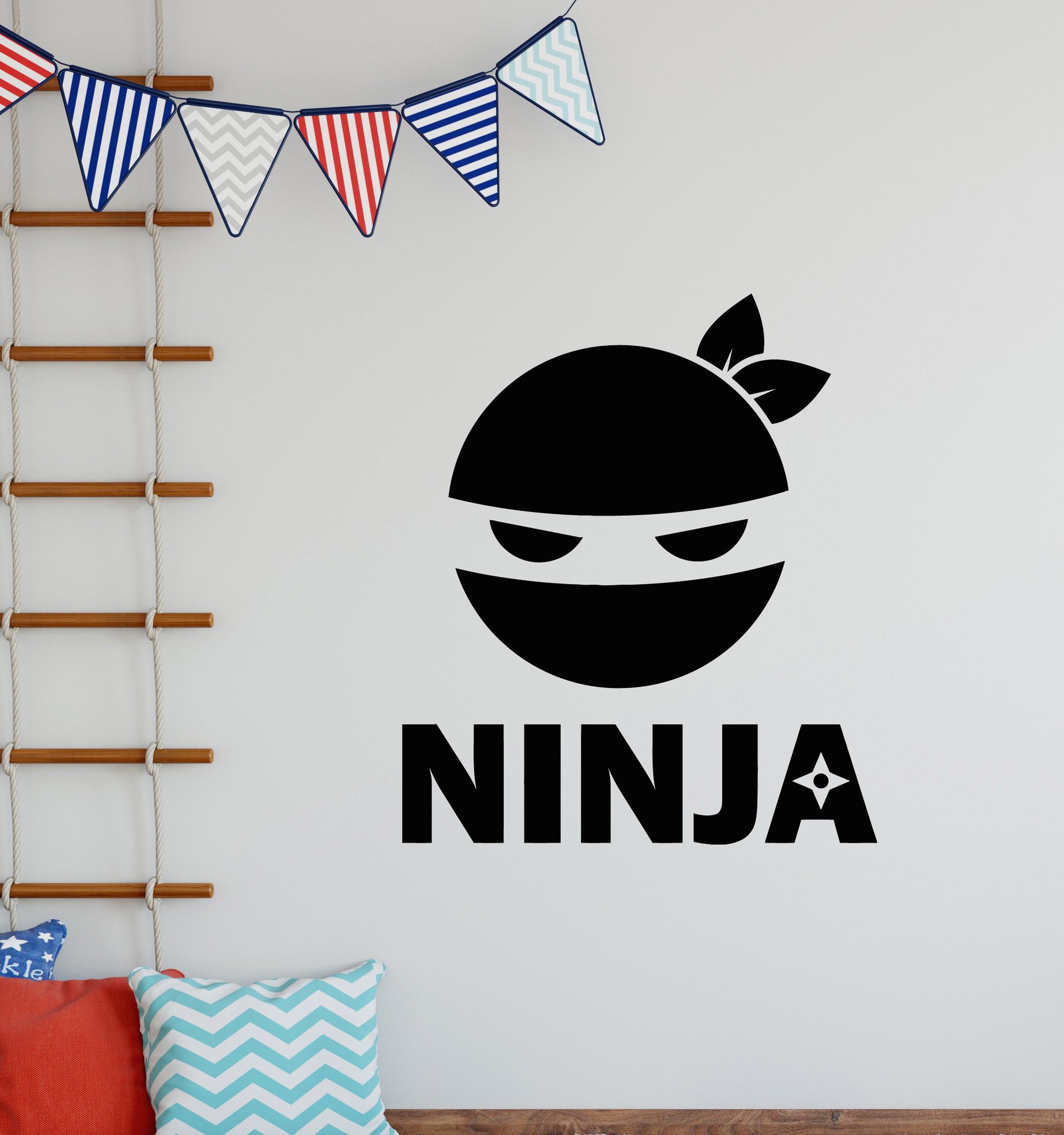 Vinyl Wall Decal Cartoon Asian Ninja Head Decor Children's Room Sticke ...