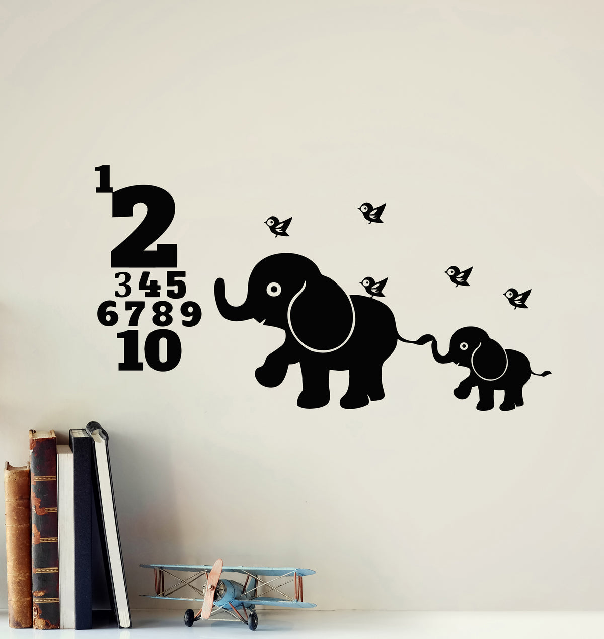 Vinyl Wall Decal Numbers Mathematics Primary School Elephants Stickers ...