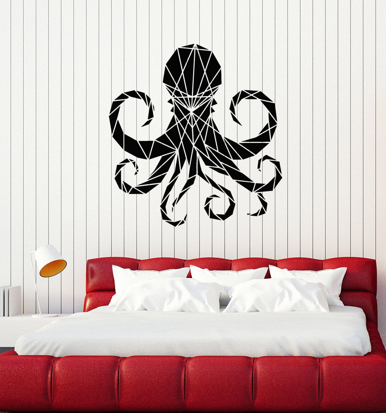 Vinyl Wall Decal Polygonal Octopus Beautiful Room Decor Art Stickers M ...
