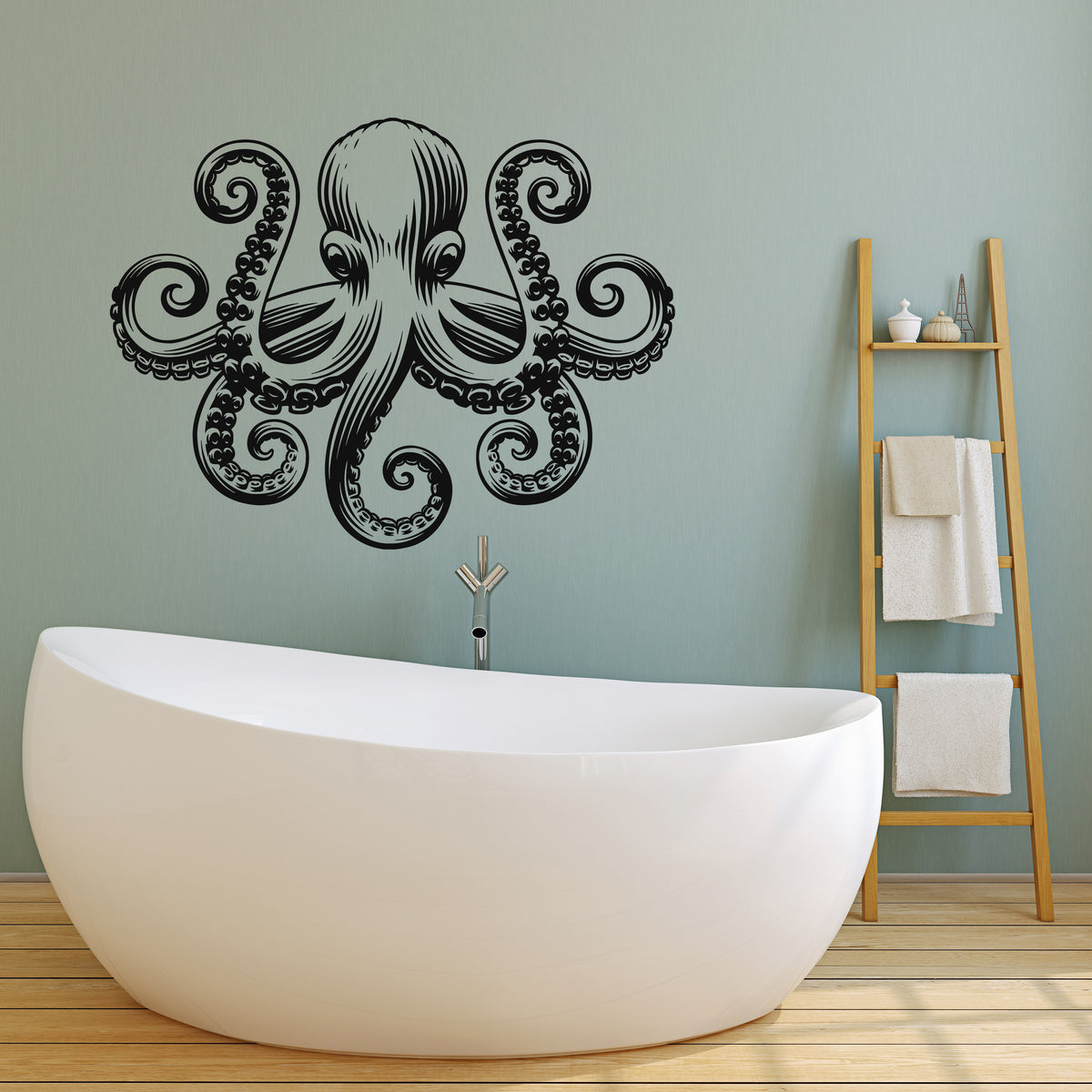 Vinyl Wall Decal Octopus Ocean Marine Sea Animal Bathroom Stickers Mur ...