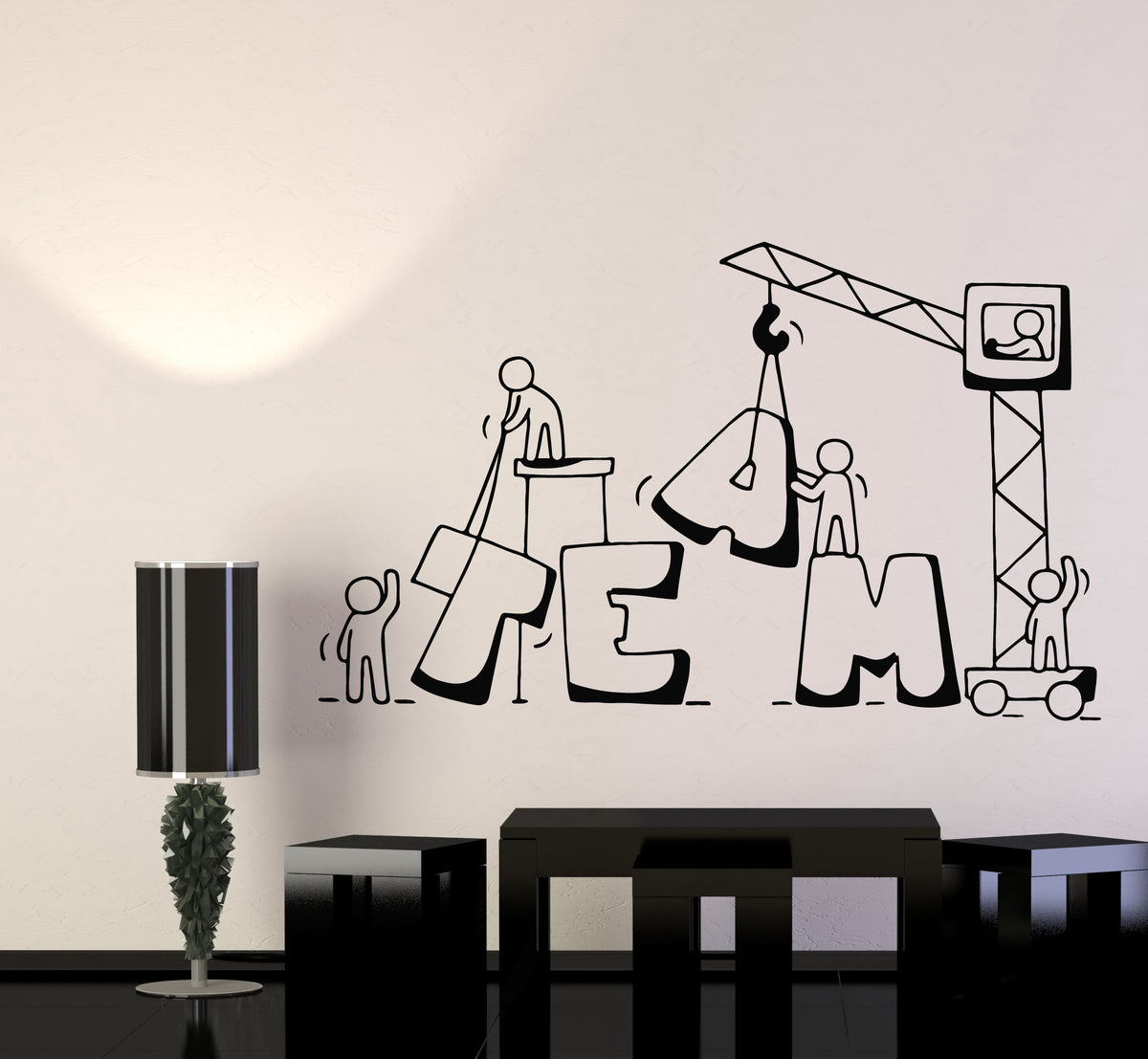 Vinyl Wall Decal Sketch Teamwork Working Little People Office Team Sti ...