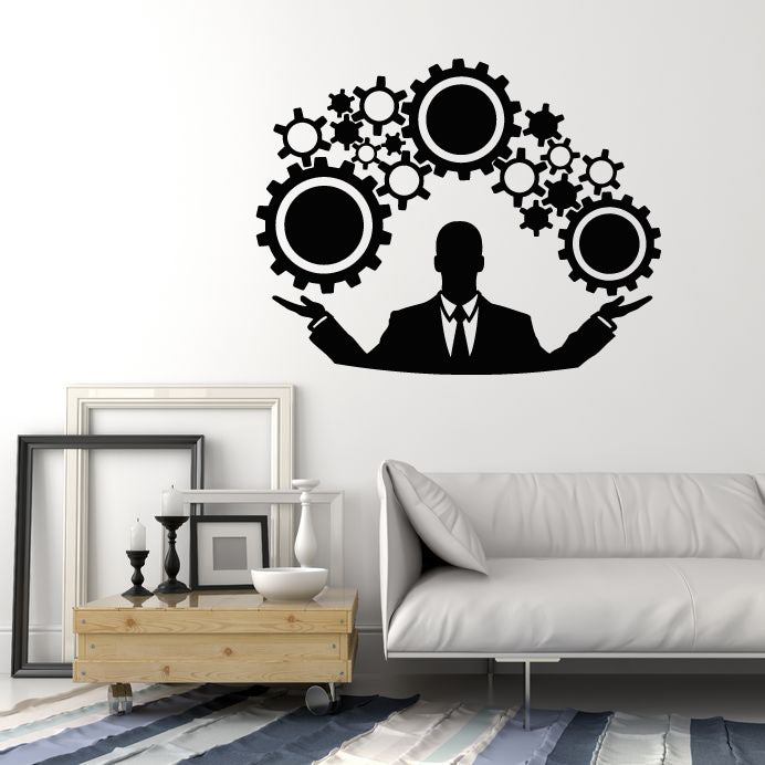 Vinyl Wall Decal Business Teamwork Gears Creative Office Room Stickers ...