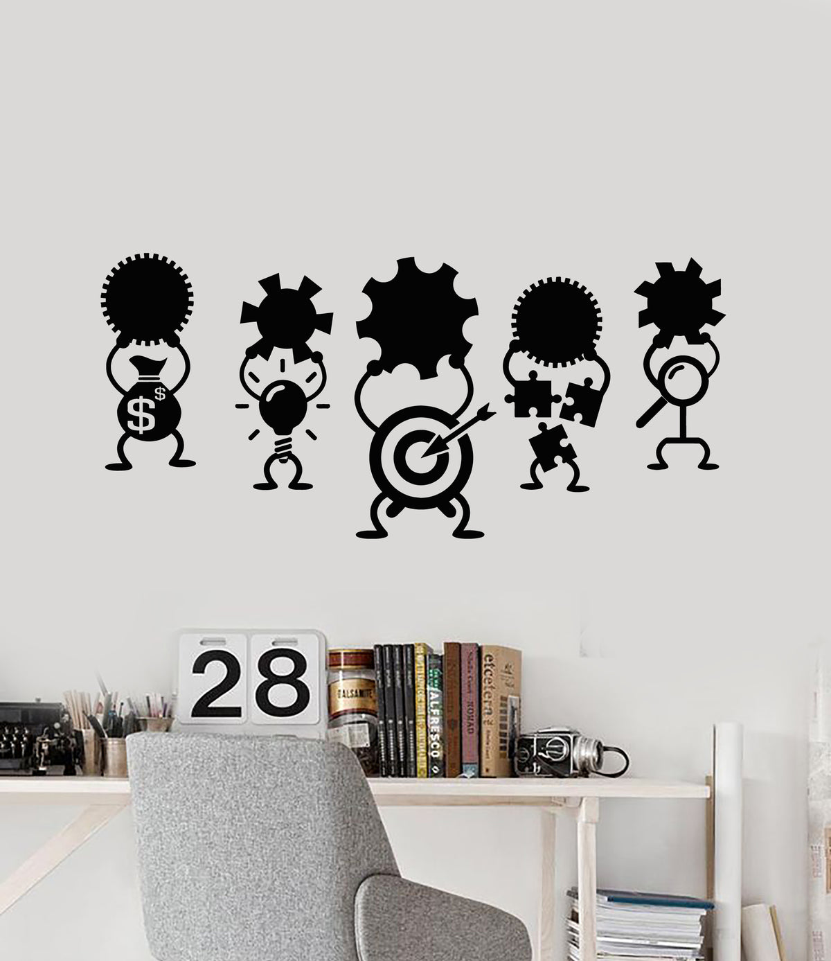 Vinyl Wall Decal Teamwork Gears Work Office Business Strategy Stickers ...