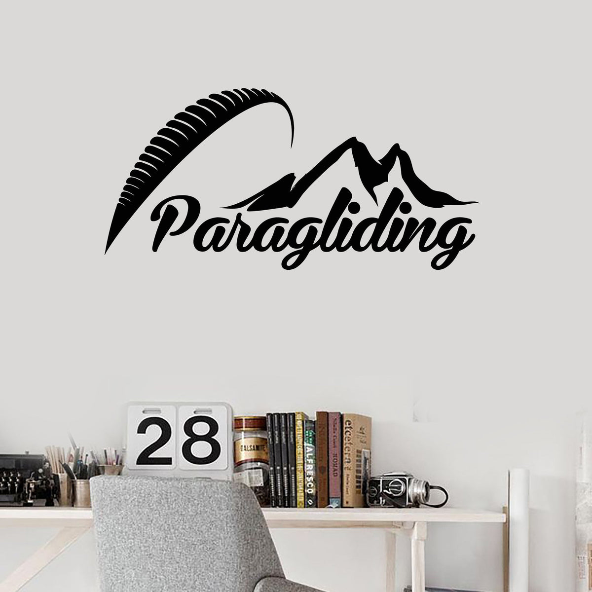 Vinyl Wall Decal Paragliding Word Extreme Sports Paraglider Room Art S ...