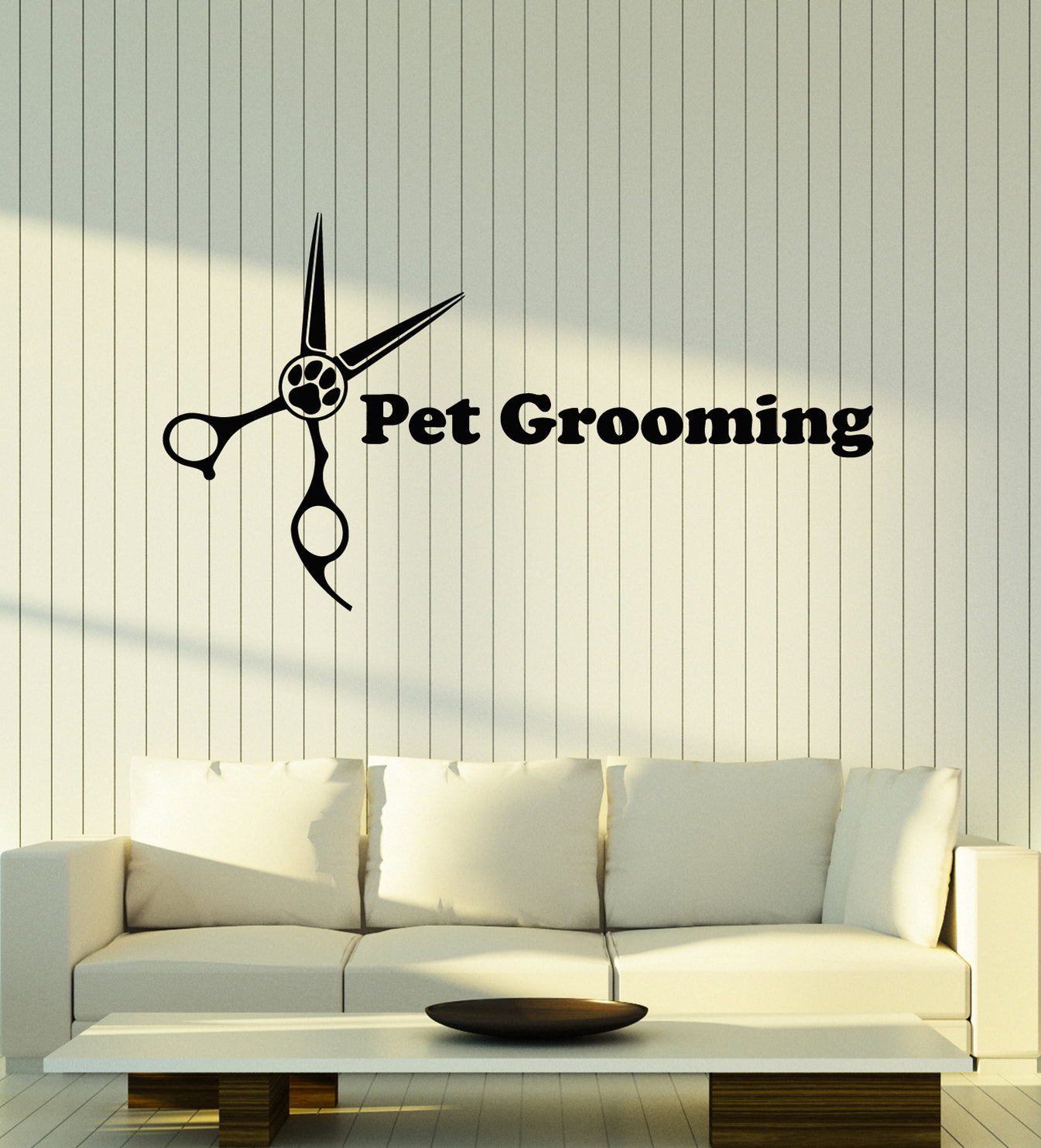 Vinyl Wall Decal Paw Print Scissors Pet Grooming Beauty Salon Stickers ...
