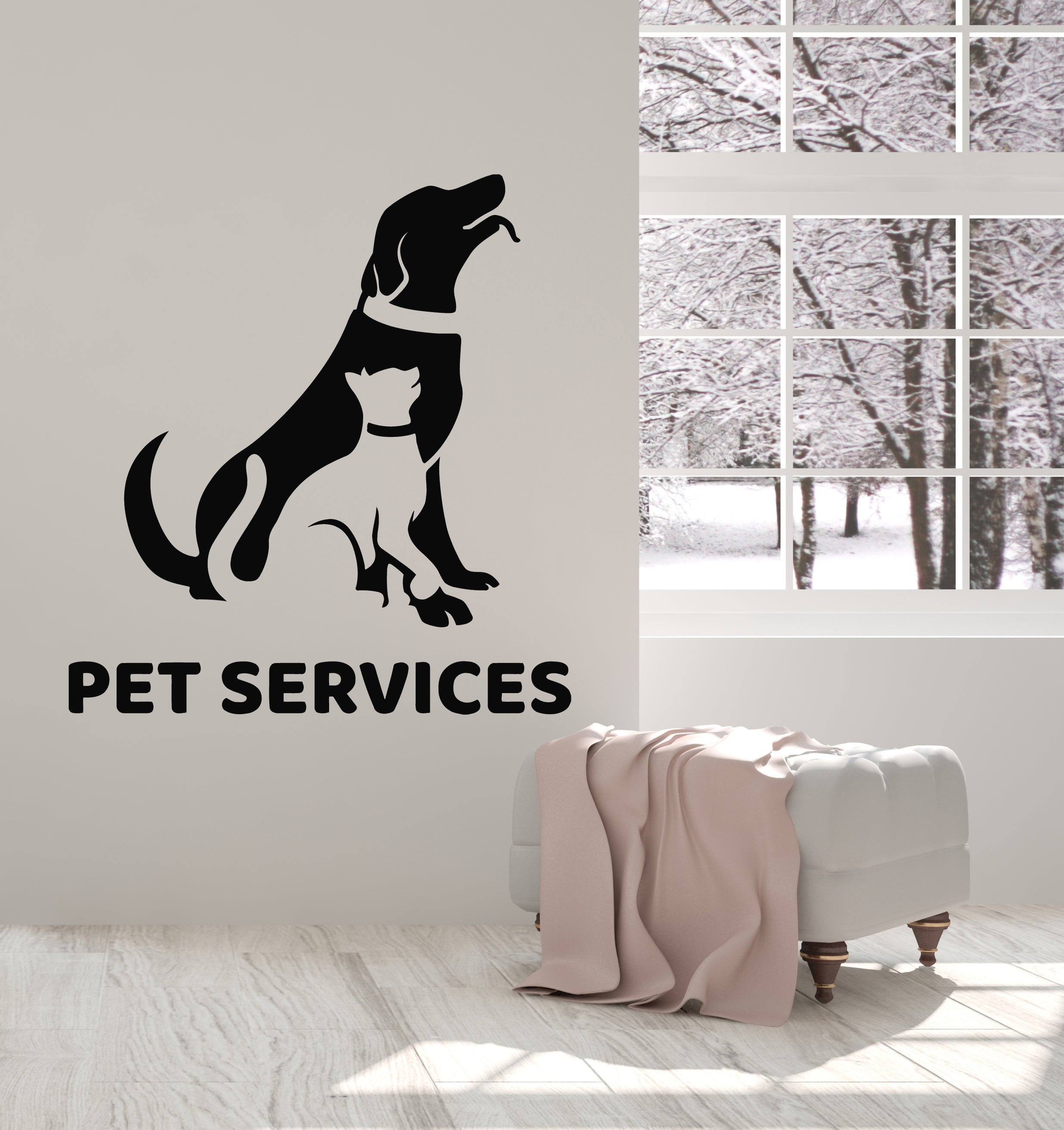 Vinyl Wall Decal Pets Grooming Services Cute Dog And Cat Stickers Mura ...