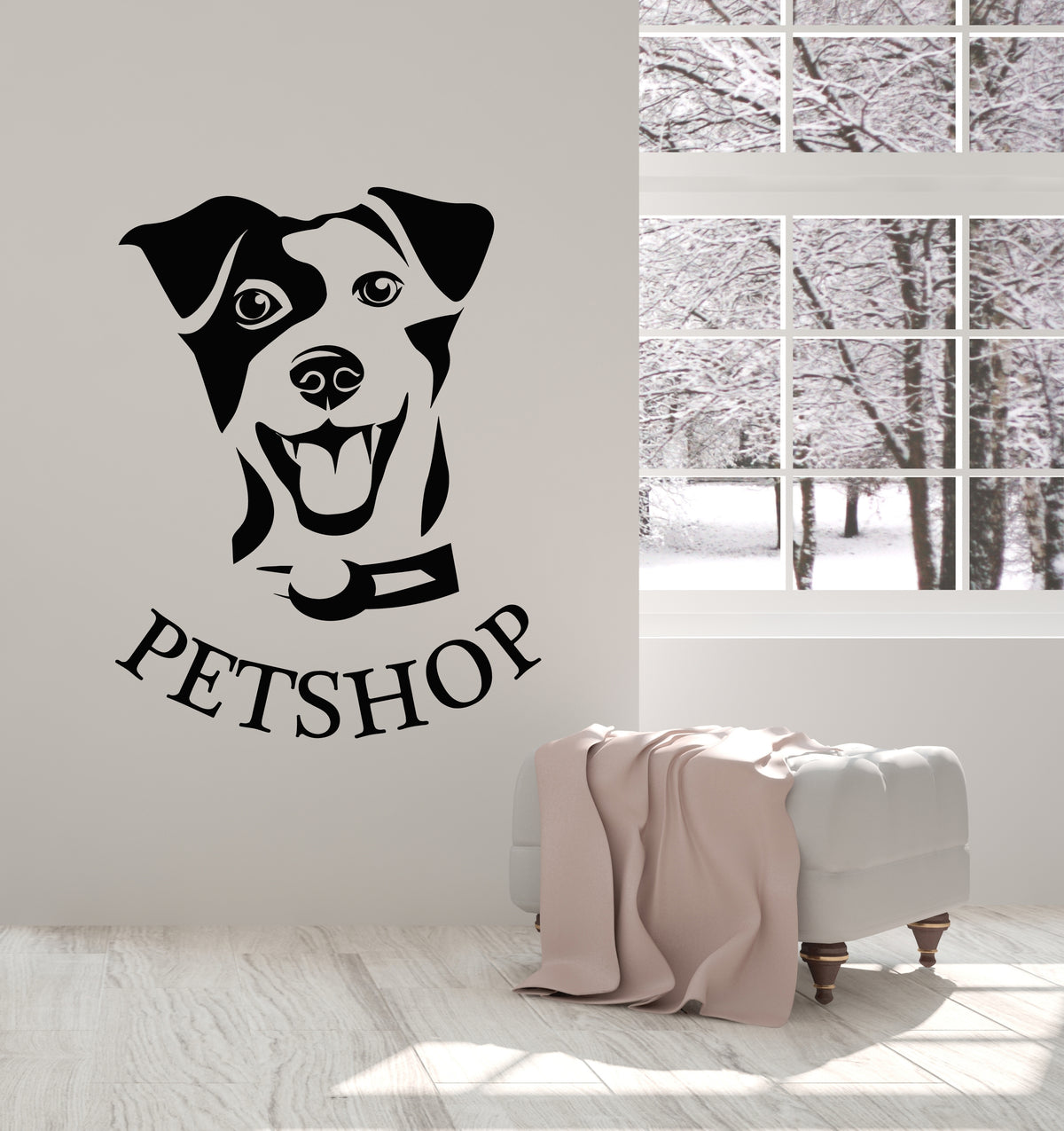 Vinyl Wall Decal Pet Shop Cute Dog Head Youse Animal Care Stickers Mur ...