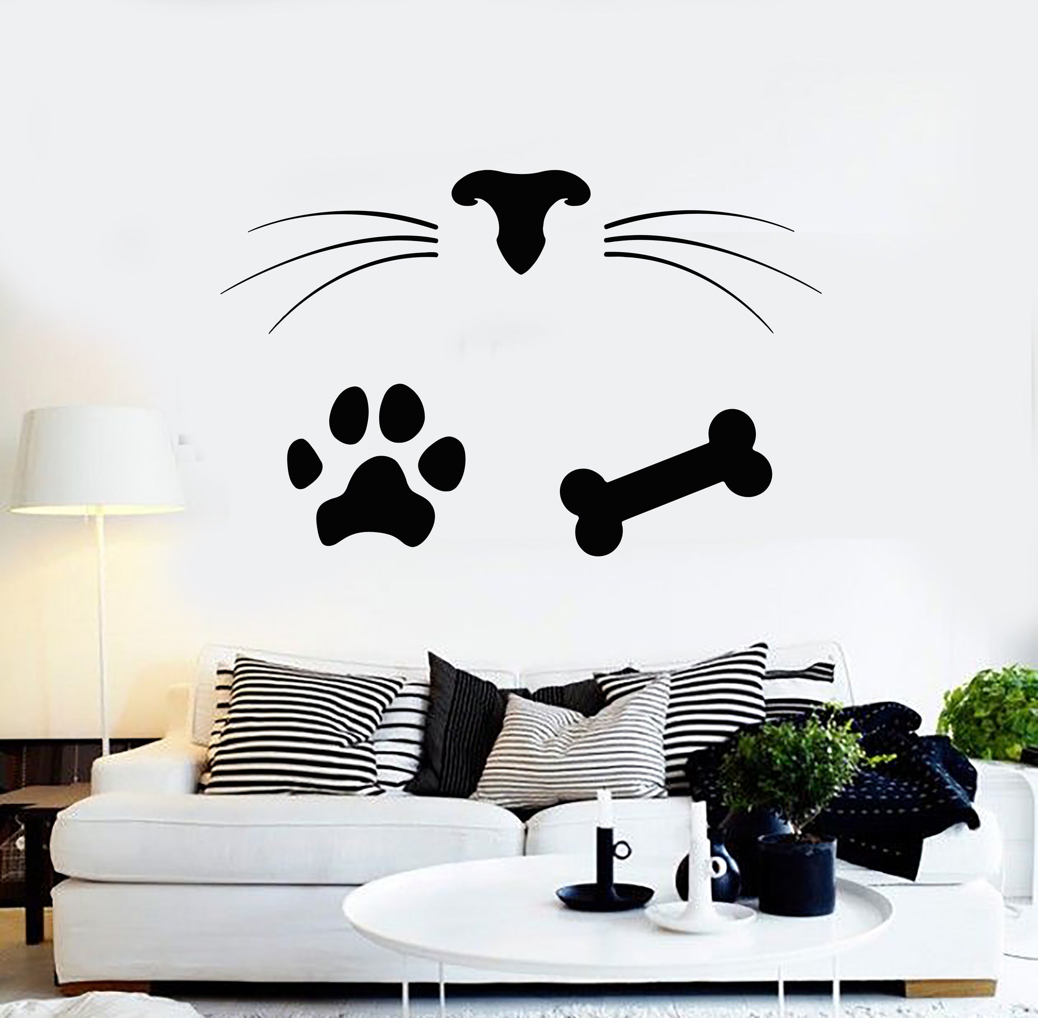 Vinyl Wall Decal Paw Prints Bone Pets Grooming Services Stickers Mural ...