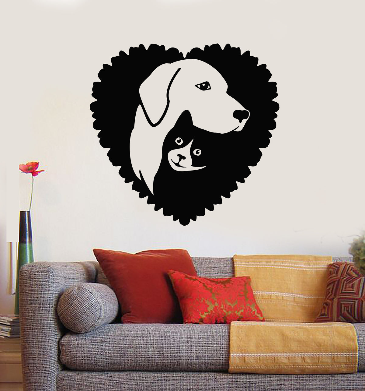 Vinyl Wall Decal Pets Live Care Veterinary Clinic Cat Dog Head Sticker ...