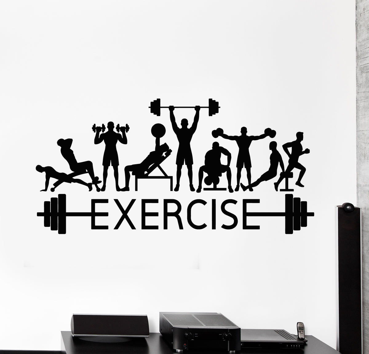 Vinyl Wall Decal Exercise Gym Iron Sport Weight Fitness Stickers Mural ...