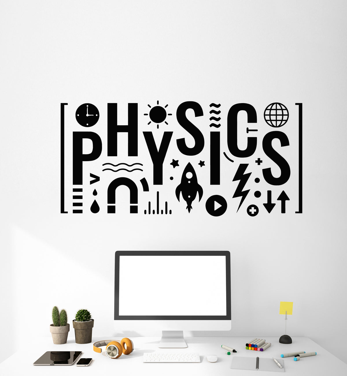 Vinyl Wall Decal Lettering Physics School Science Class Education Stic ...
