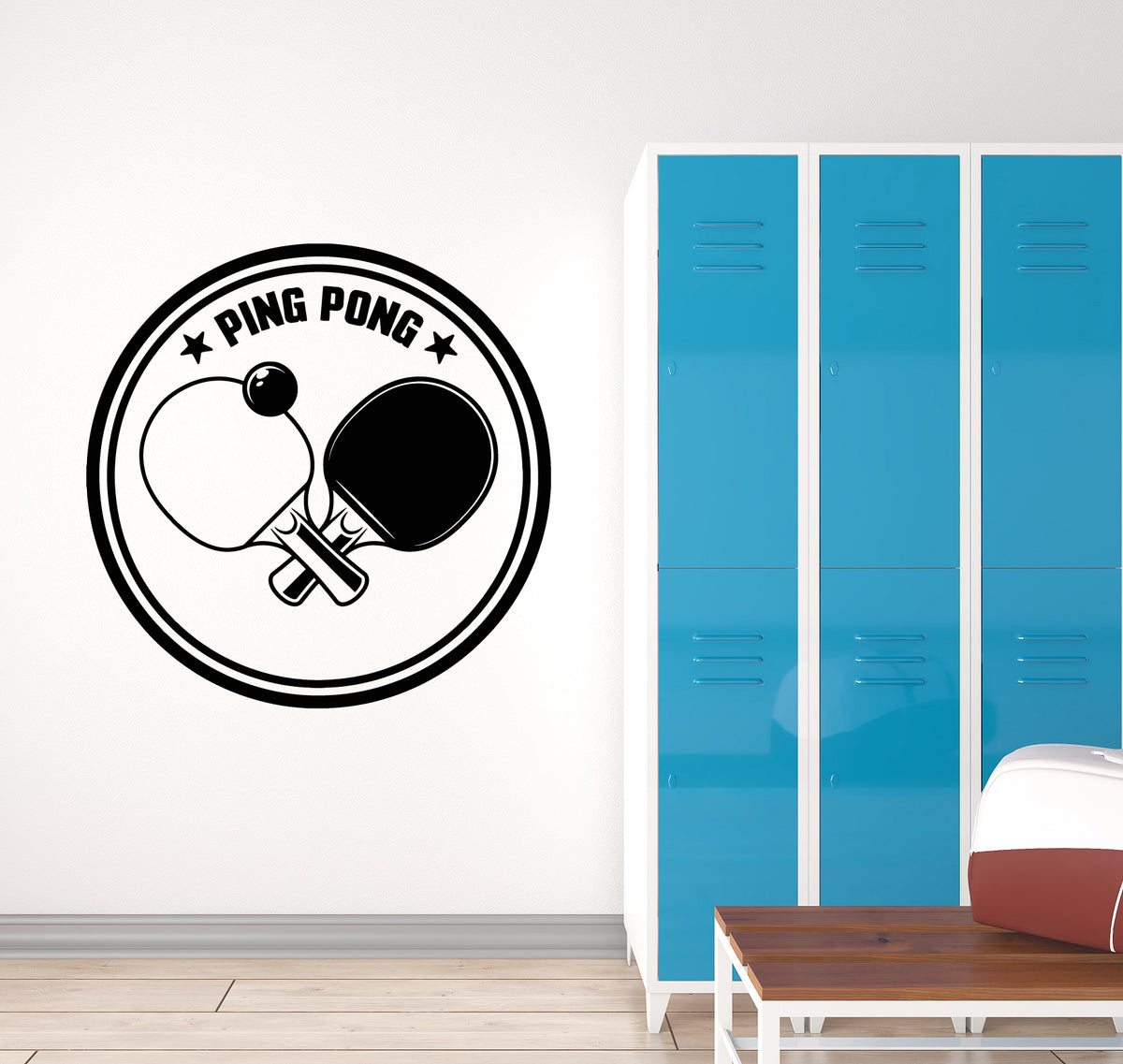 Vinyl Wall Decal Athlete Game Room Ping Pong Racket Sports Stickers Mu ...