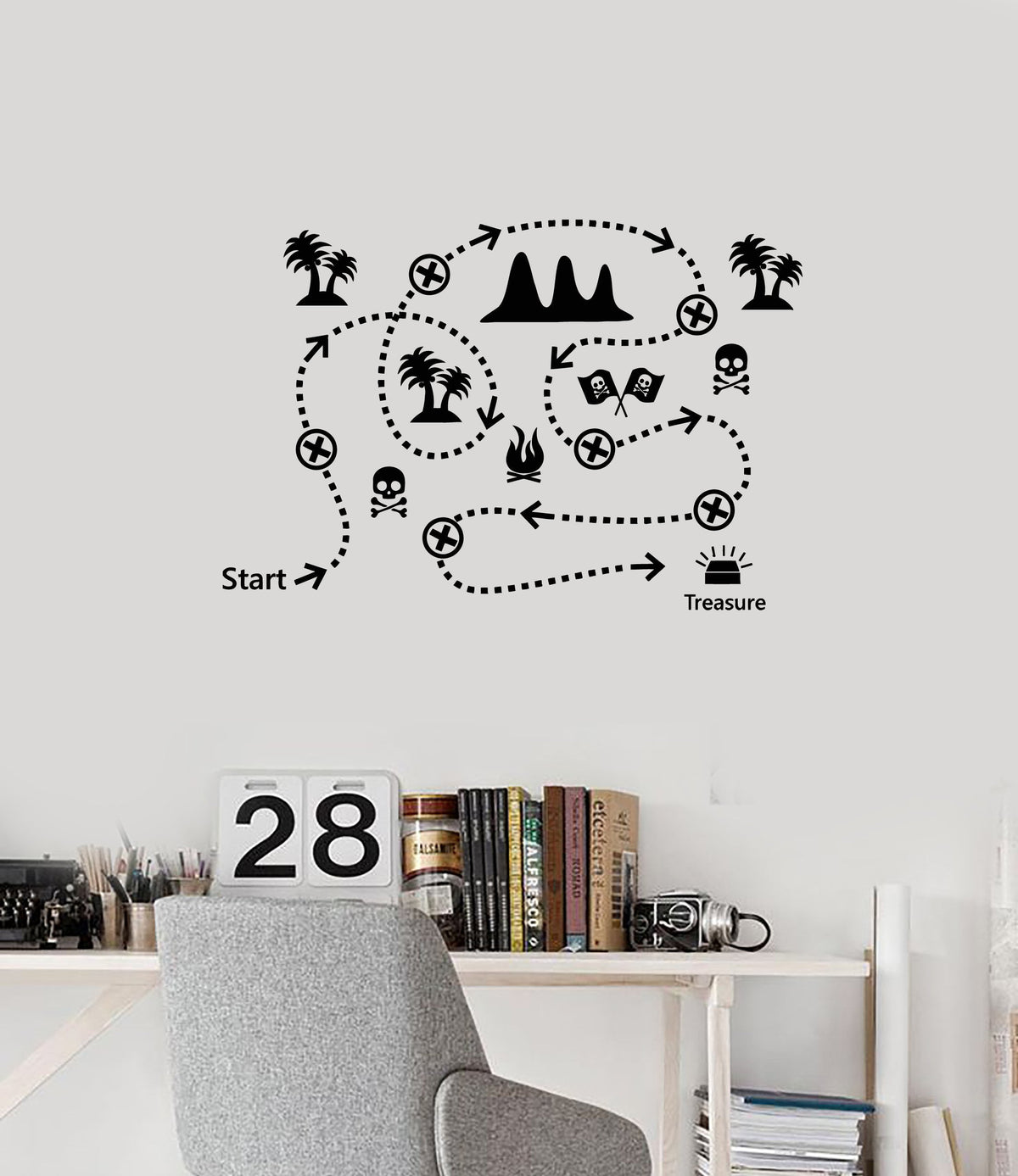 Vinyl Wall Decal Pirate Treasure Map Kids Play Room Creative Art Decor ...