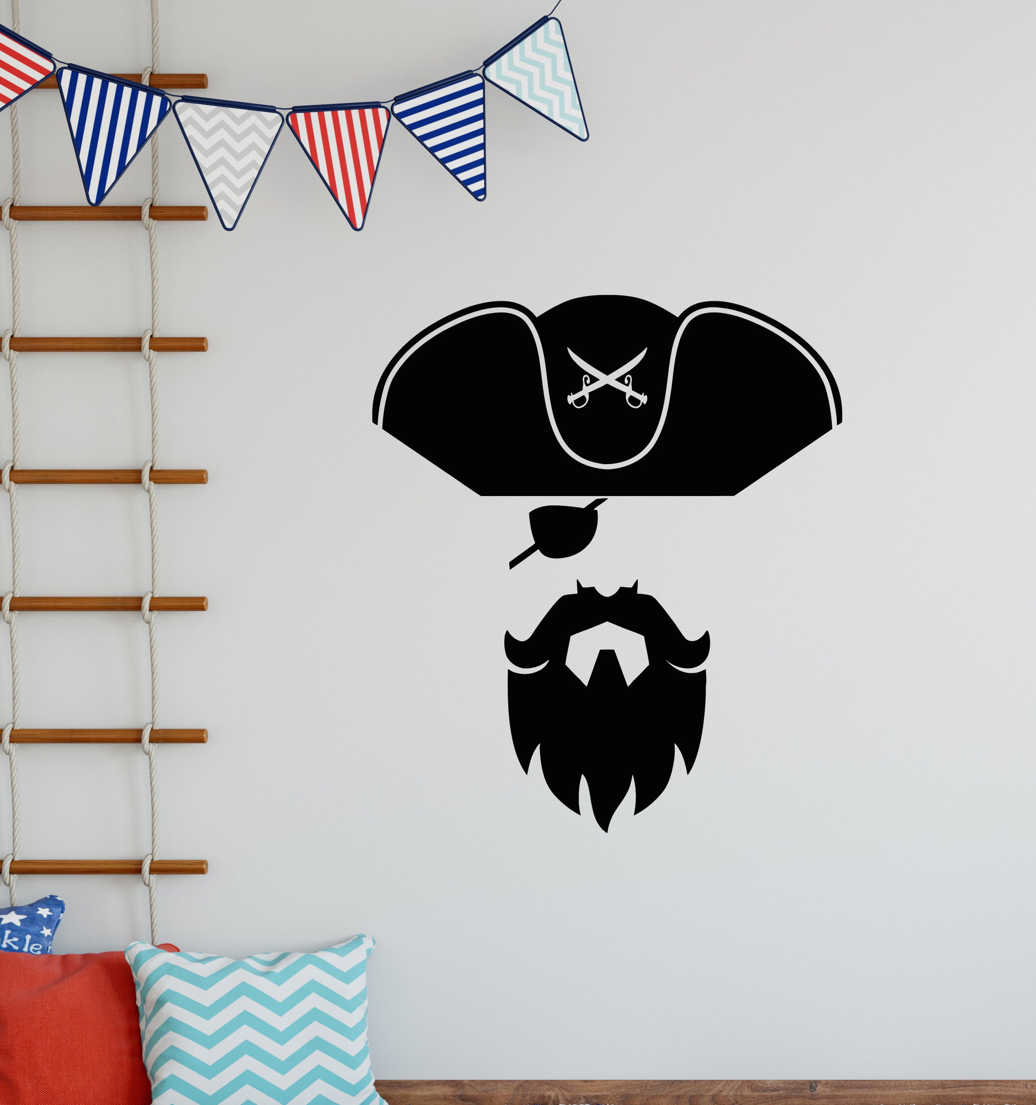Vinyl Wall Decal Pirate Face Sea Bandits Head Nautical Decor Stickers ...