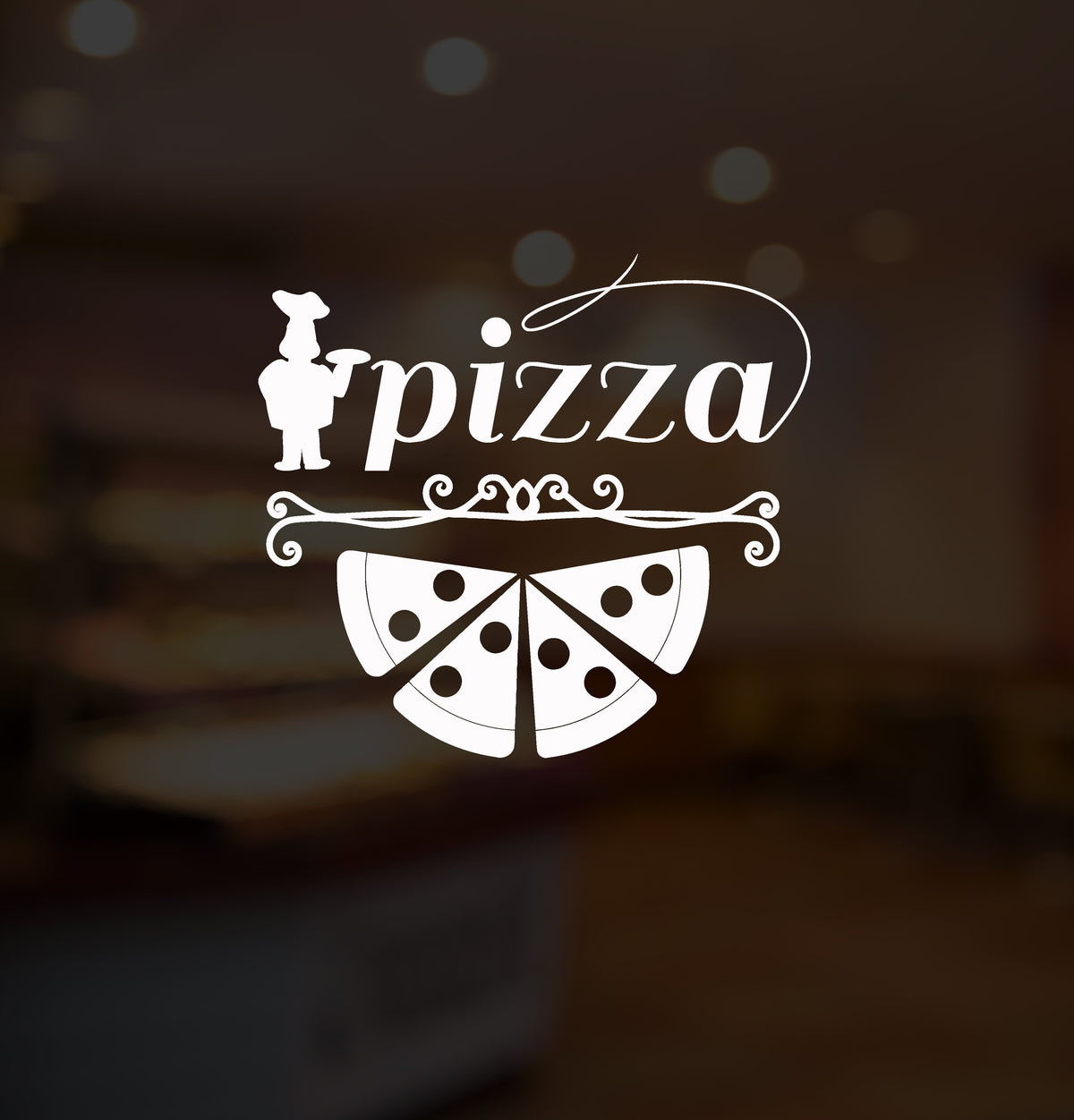 Vinyl Wall Decal Pizza Lettering Italian Pizzeria Fast Food Chef Decor ...