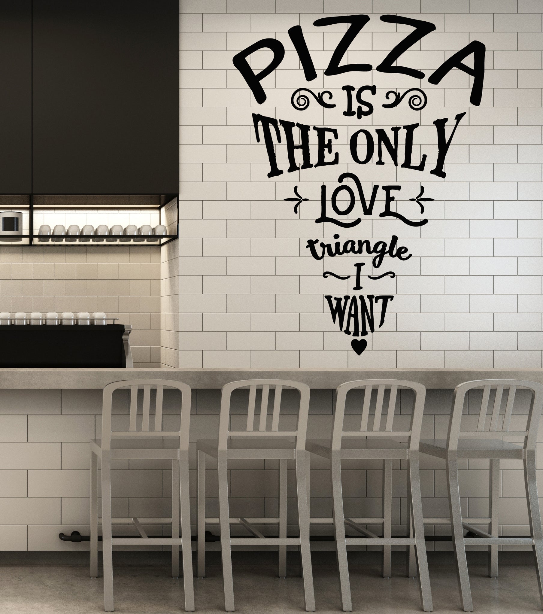 Vinyl Wall Decal Quote Pizza Only Love Triangle Restaurant Cafe Sticke ...