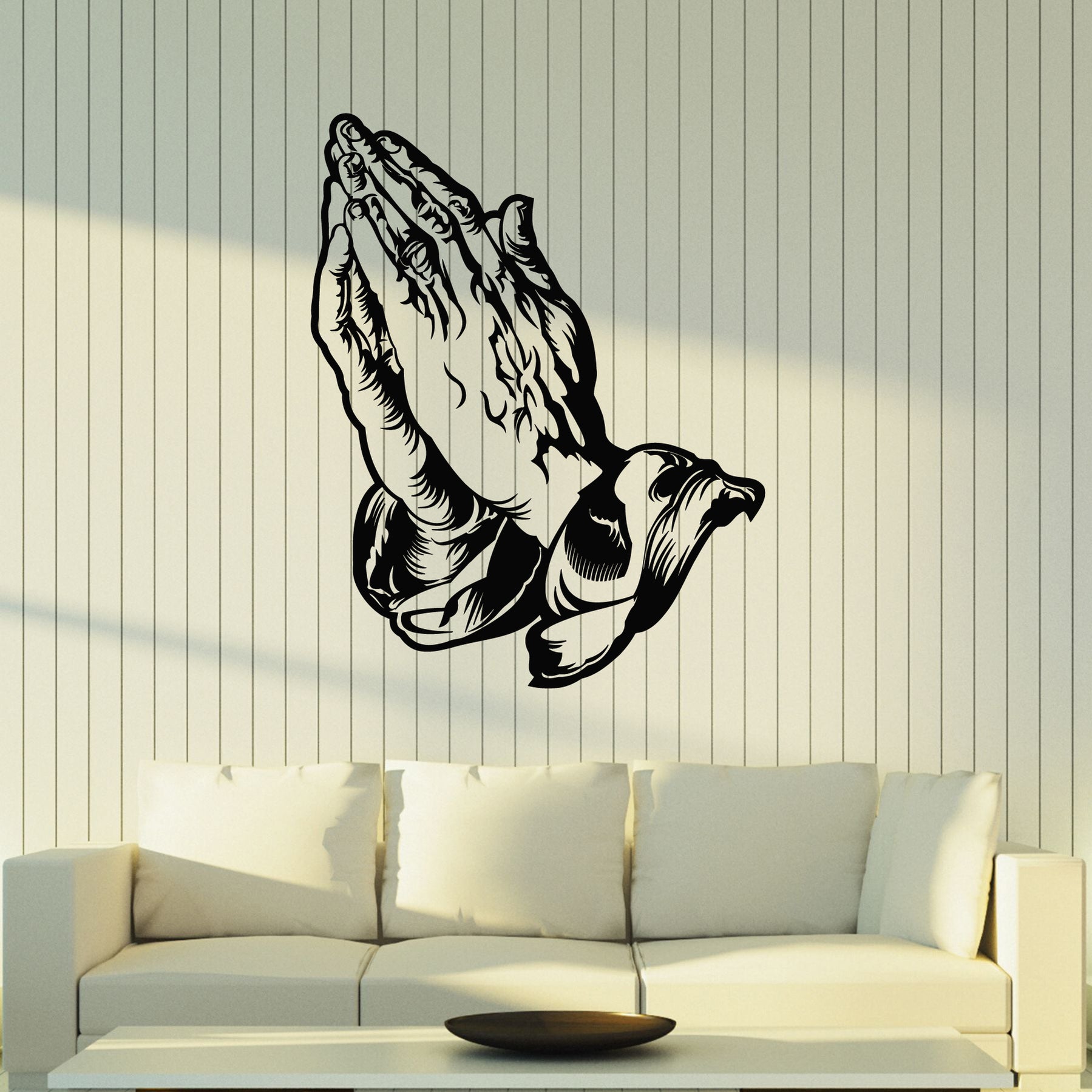 Vinyl Wall Decal Cross Hands Christian Prayer Room Religion Stickers M ...