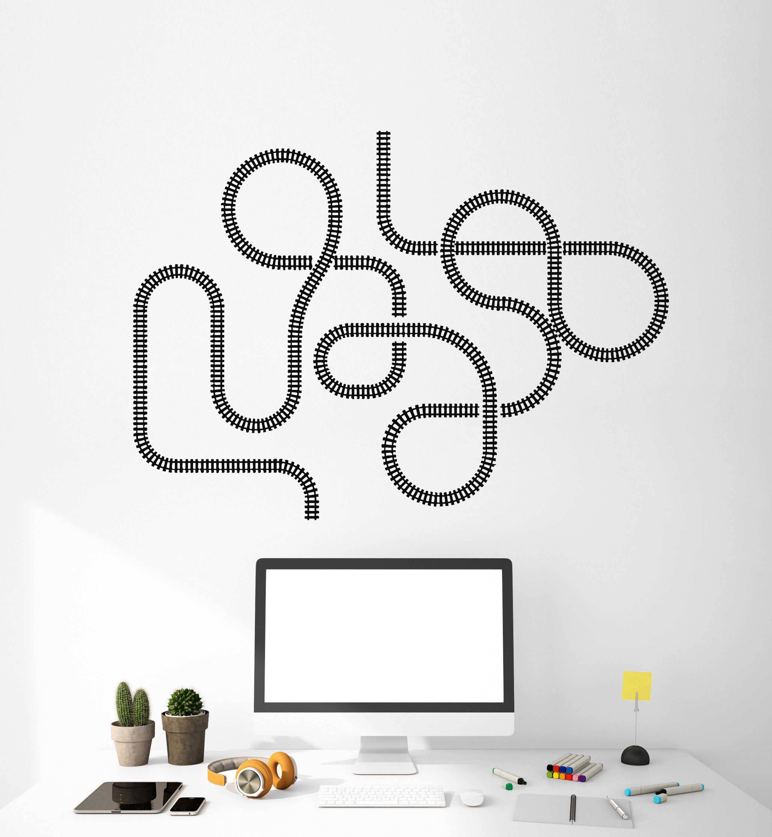 Vinyl Wall Decal Rail Train Kids Boy Room Railroad Playroom Stickers M ...