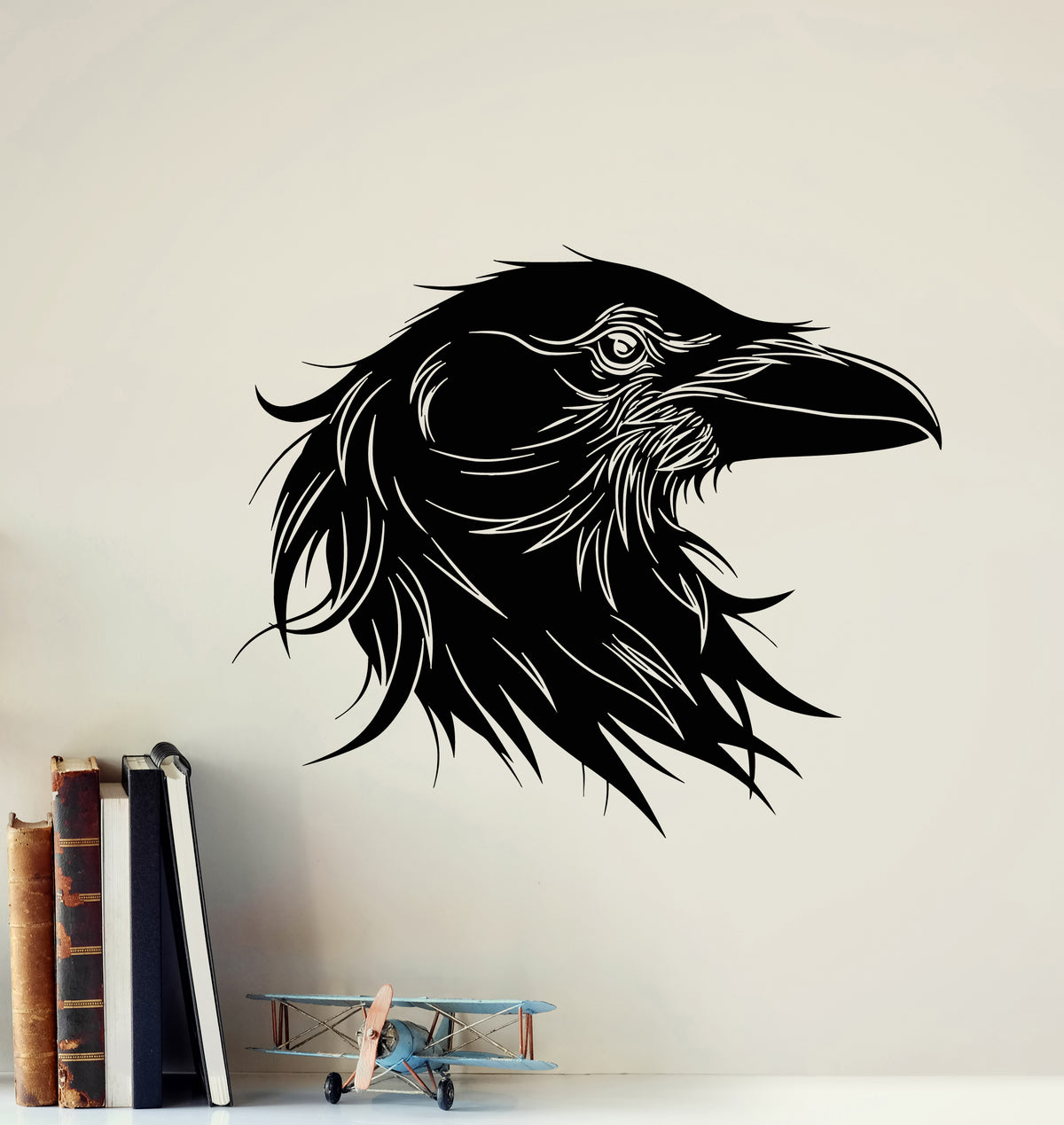 Vinyl Wall Decal Bird Black Raven Head Gothic Style Interior Stickers ...